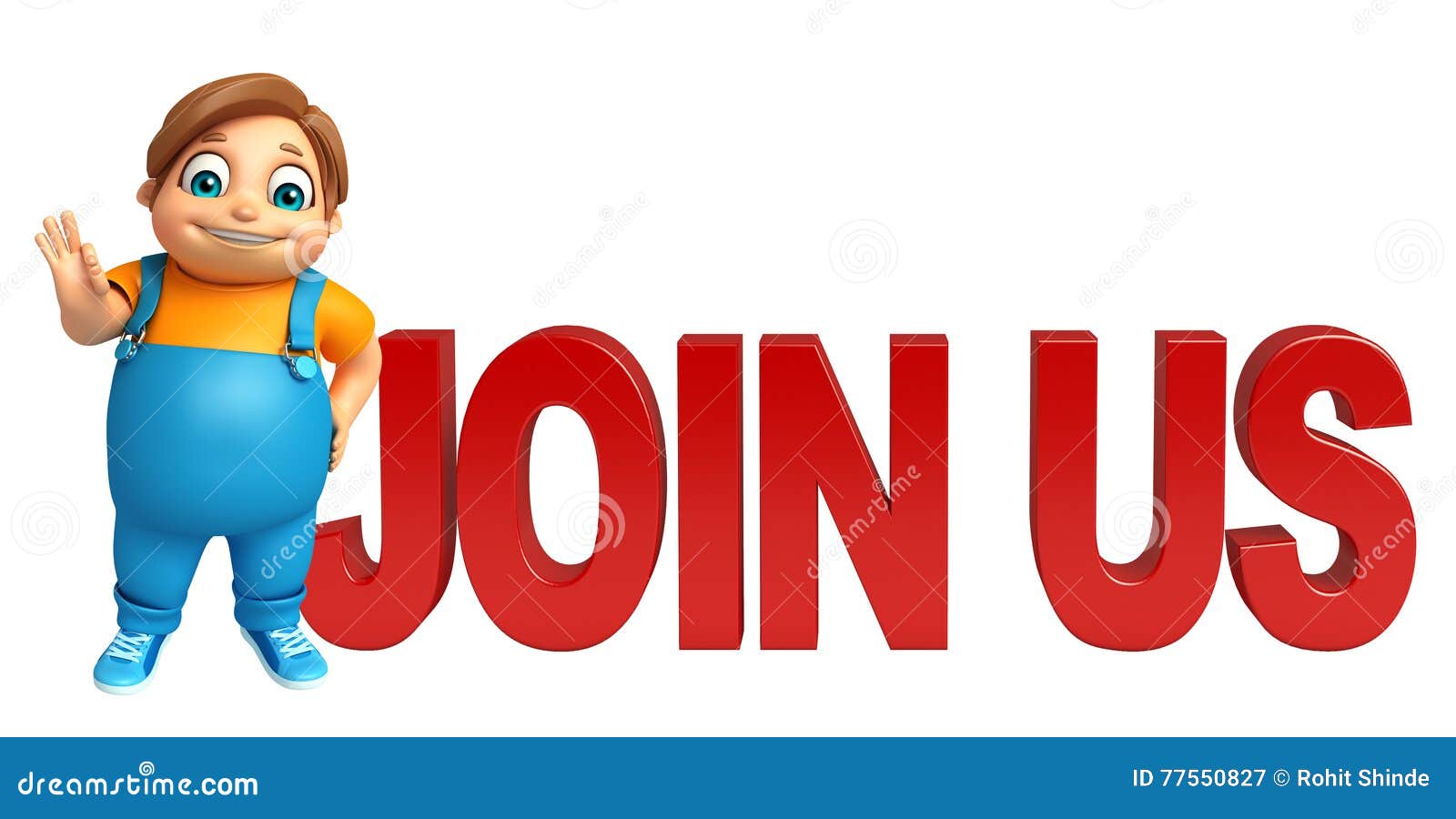 Kid boy with Join sign stock illustration. Illustration of cheerful ...