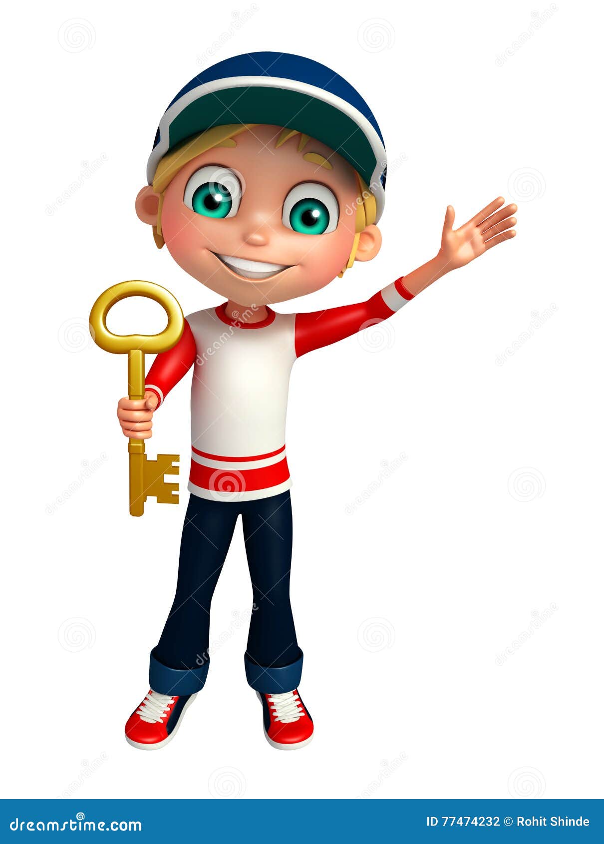 Kid boy with key stock illustration. Illustration of grade - 77474232