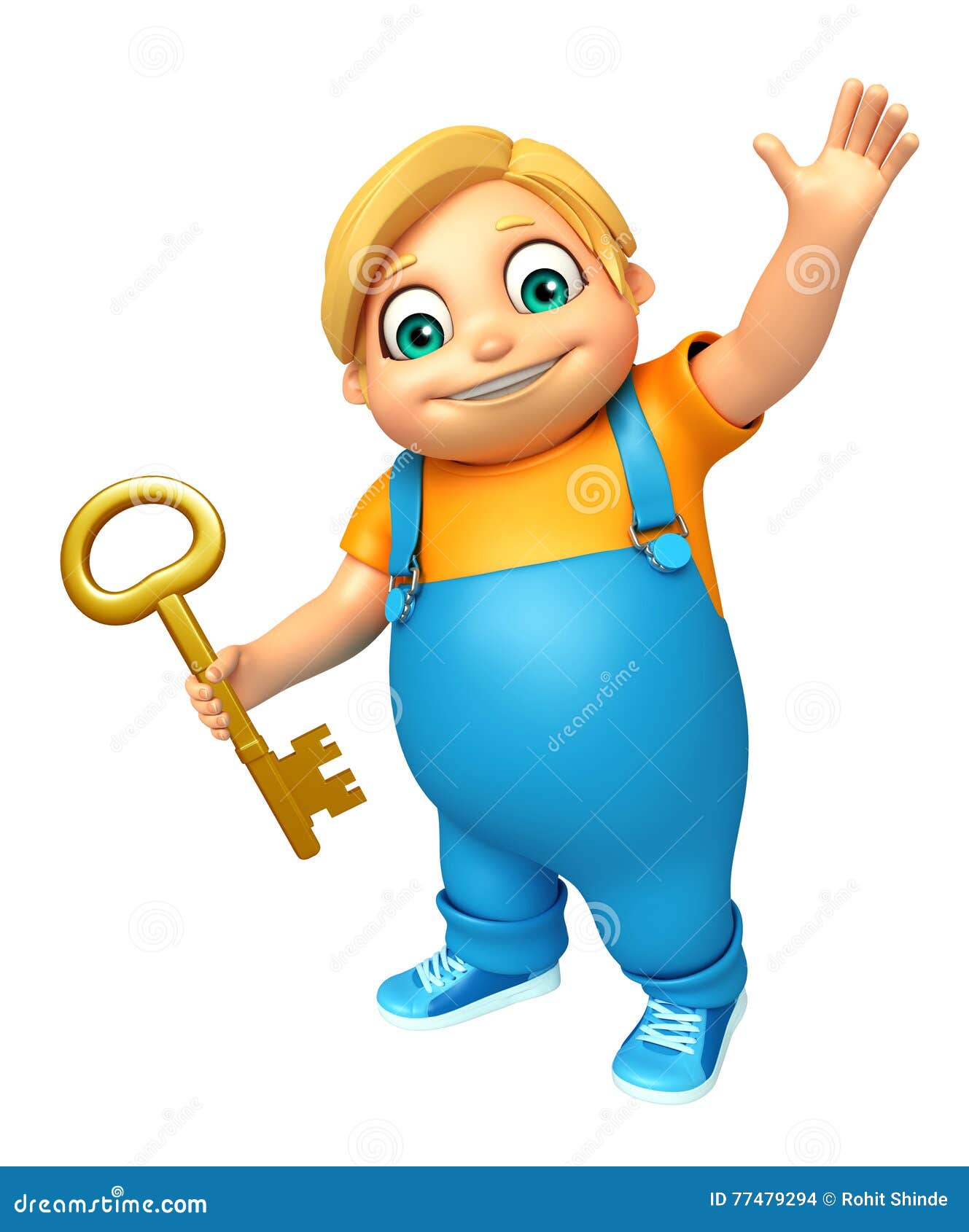 Kid boy with Key stock illustration. Illustration of young - 77479294
