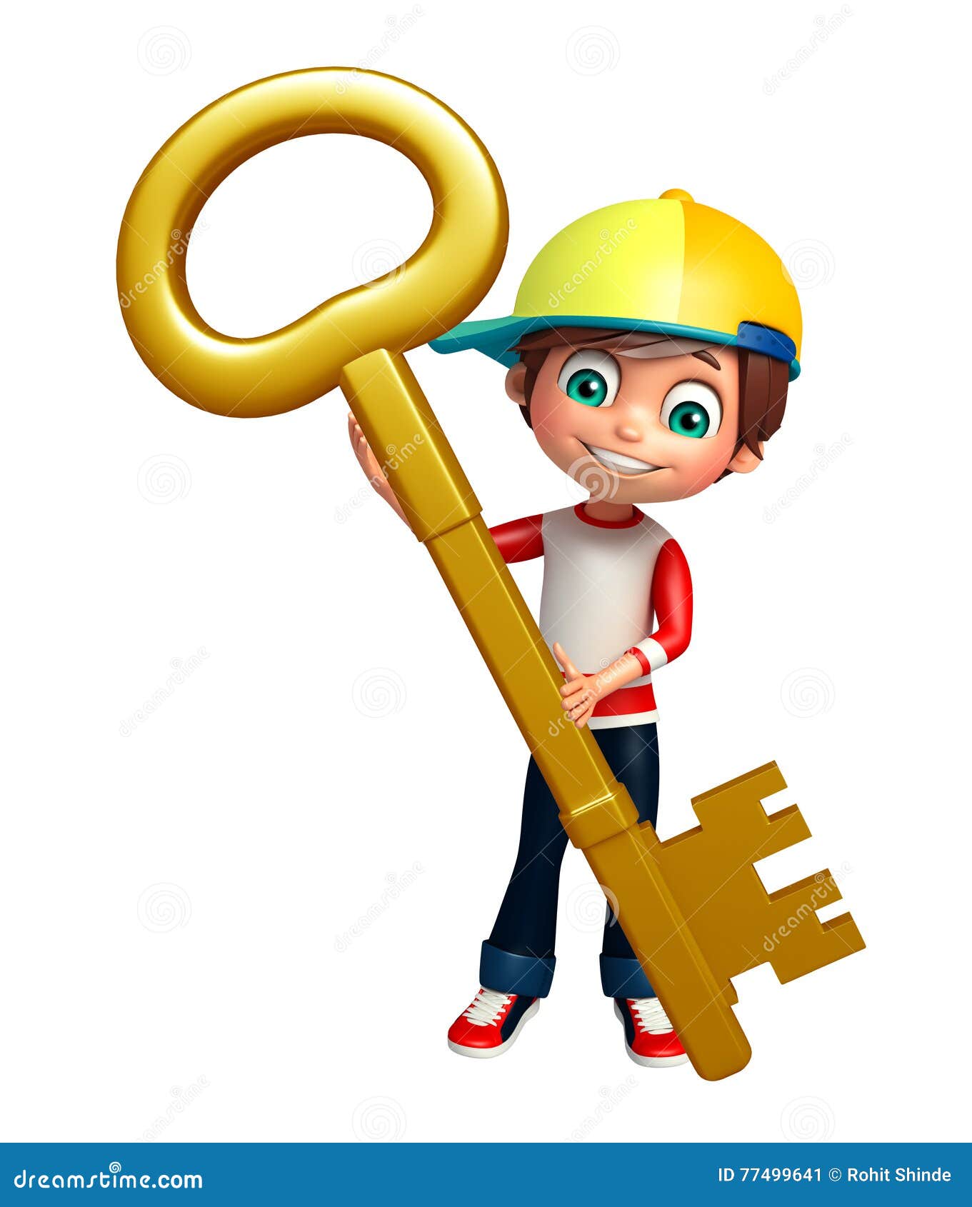 Kid boy with key stock illustration. Illustration of learning - 77499641
