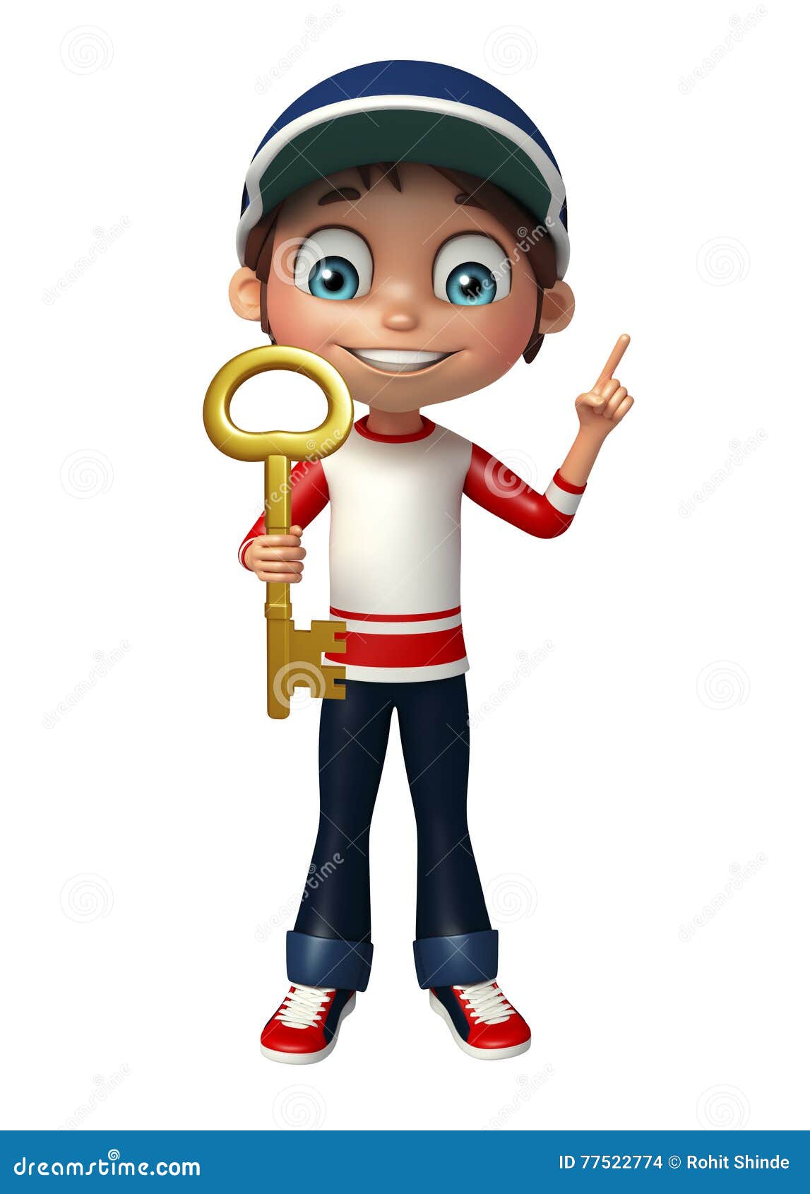 Kid boy with key stock illustration. Illustration of happy - 77522774