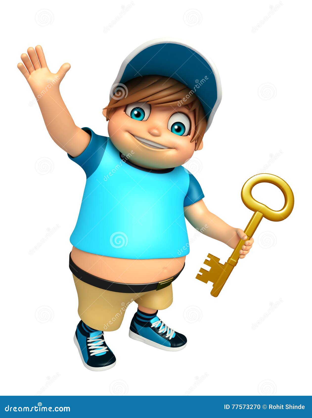 Kid boy with Key stock illustration. Illustration of cheerful - 77573270