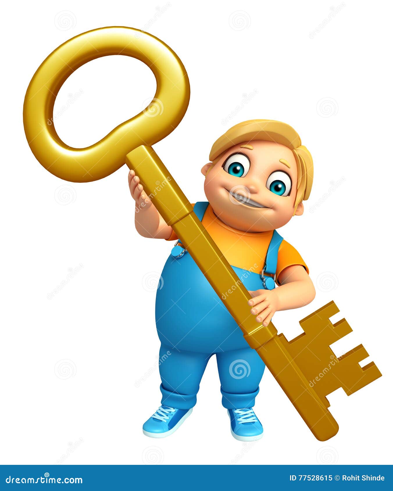 Kid boy with Key stock illustration. Illustration of study - 77528615