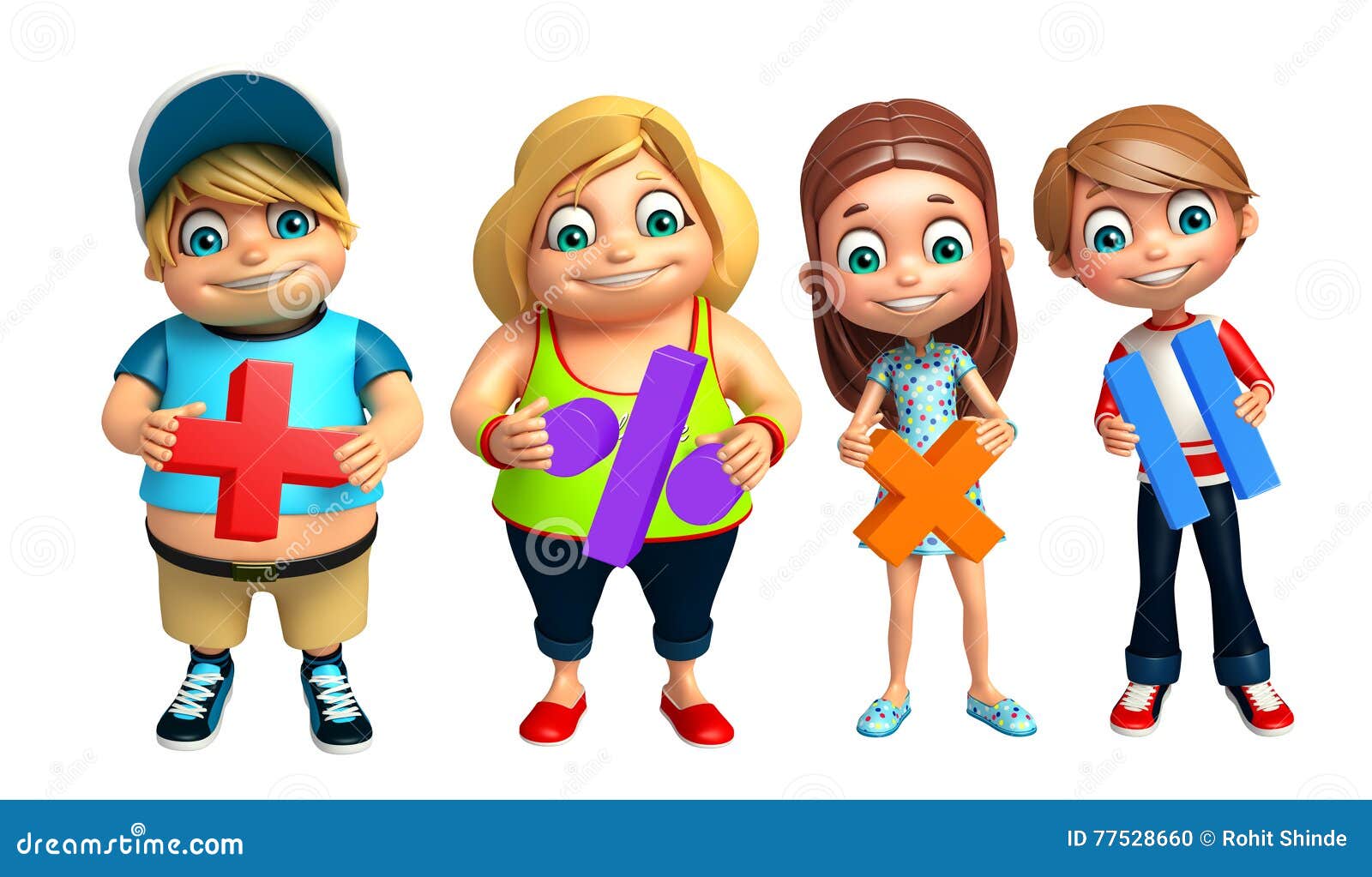 Kid Boy and Kid Girl with Math Sign Stock Illustration - Illustration ...