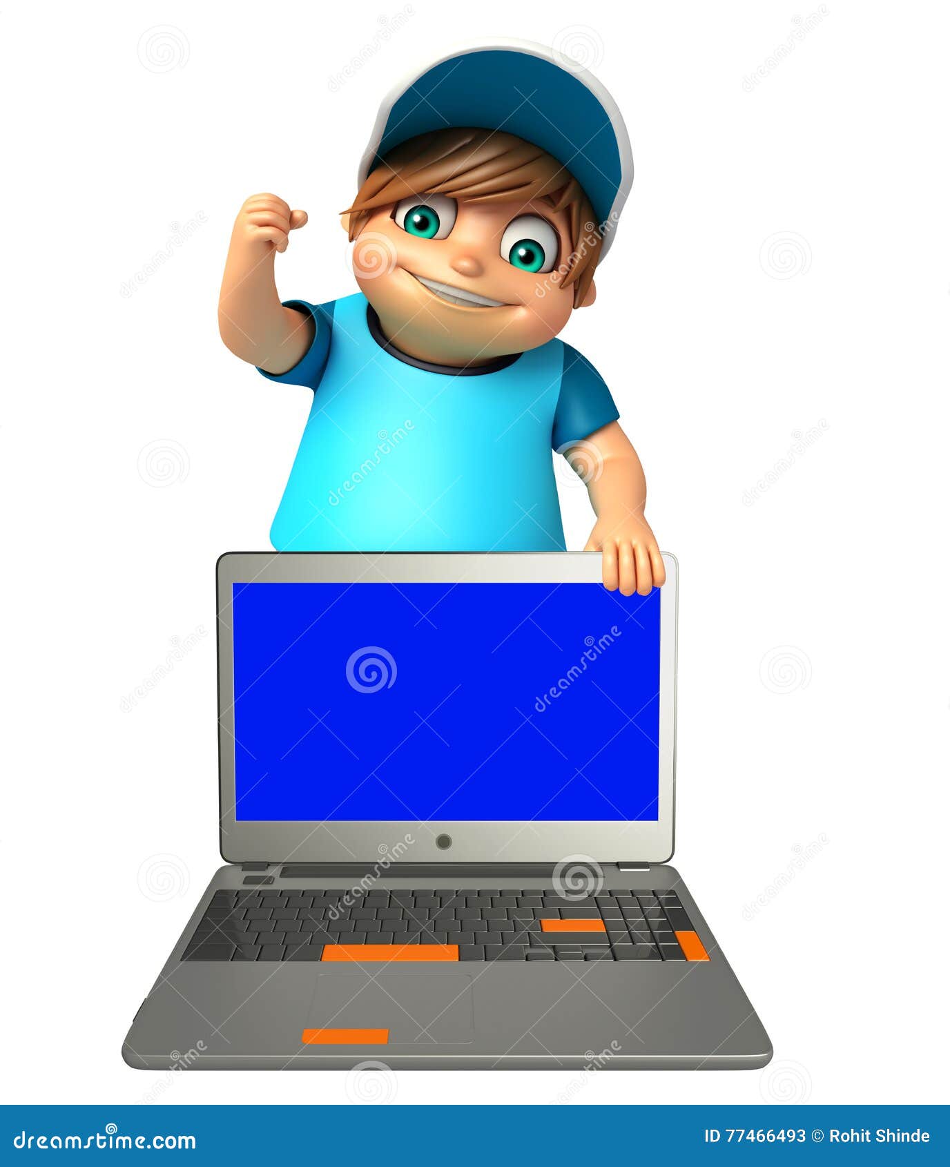 Kid boy with Laptop stock illustration. Illustration of education ...