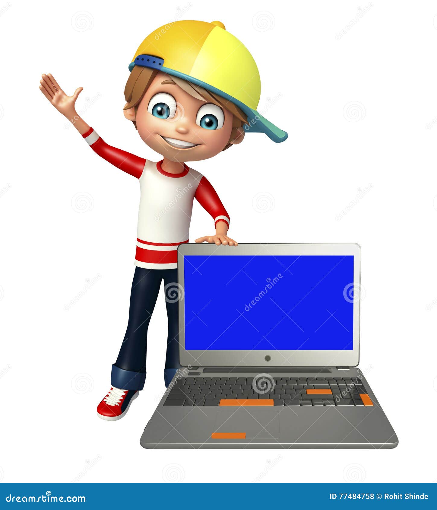 Kid boy with laptop stock illustration. Illustration of read - 77484758