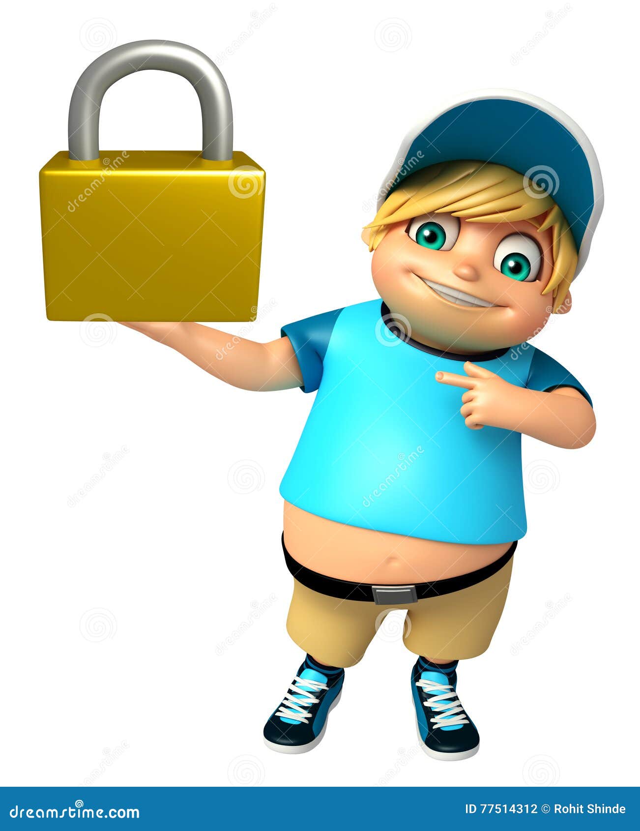 Kid boy with Lock stock illustration. Illustration of young - 77514312