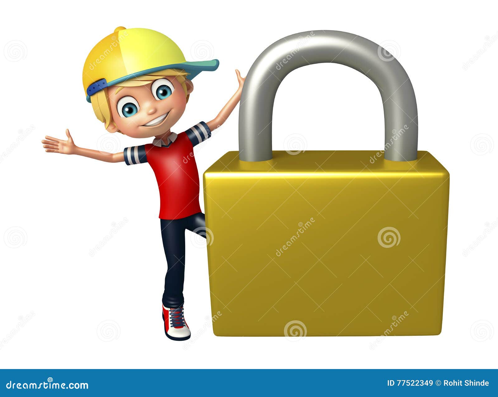Kid boy with lock stock illustration. Illustration of grade - 77522349