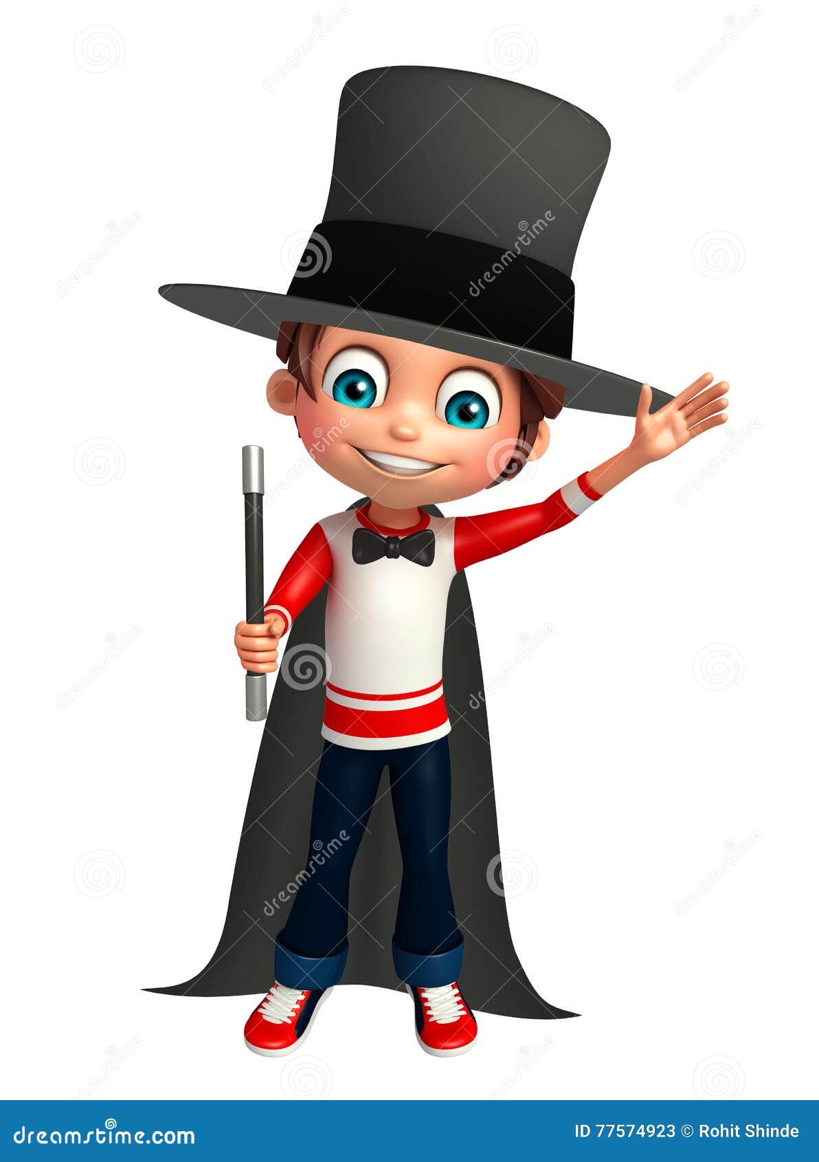 Kid boy with magical hat stock illustration. Illustration of book ...