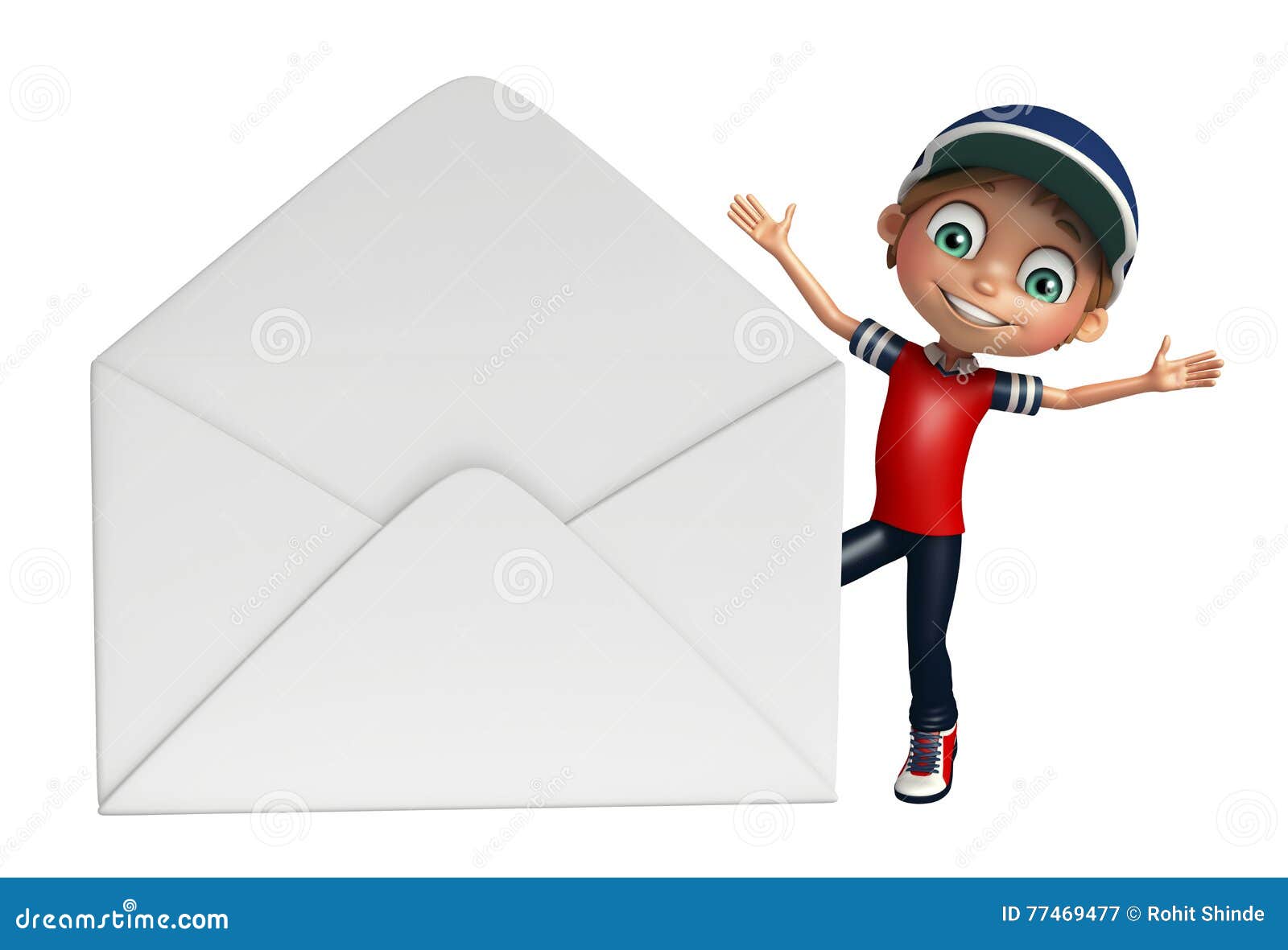 Kid boy with mail stock illustration. Illustration of smile - 77469477