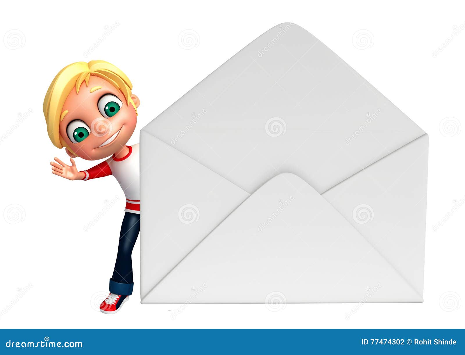 Kid boy with mail stock illustration. Illustration of grade - 77474302