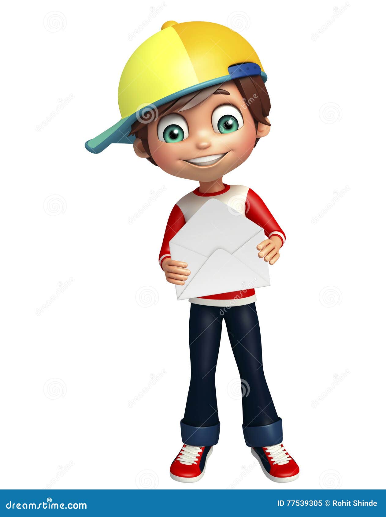 Kid boy with mail stock illustration. Illustration of book - 77539305