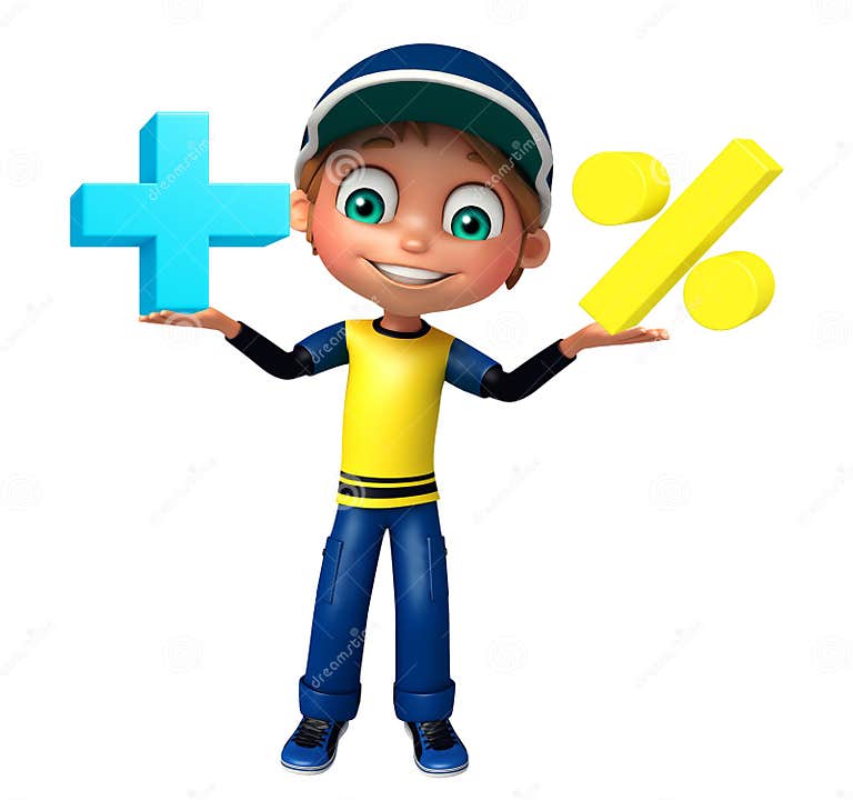 Kid boy with Math sign stock illustration. Illustration of happy - 77573809