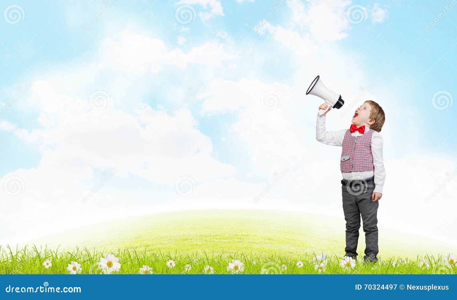 Kid boy with megaphone stock image. Image of proclaim - 70324497