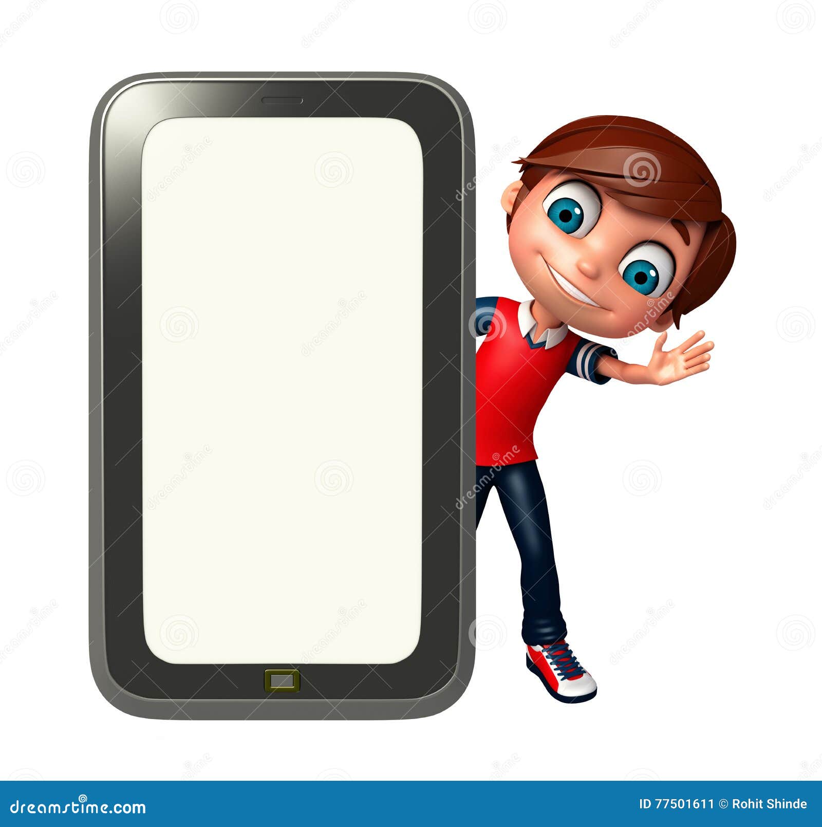Kid boy with mobile stock illustration. Illustration of isolated - 77501611
