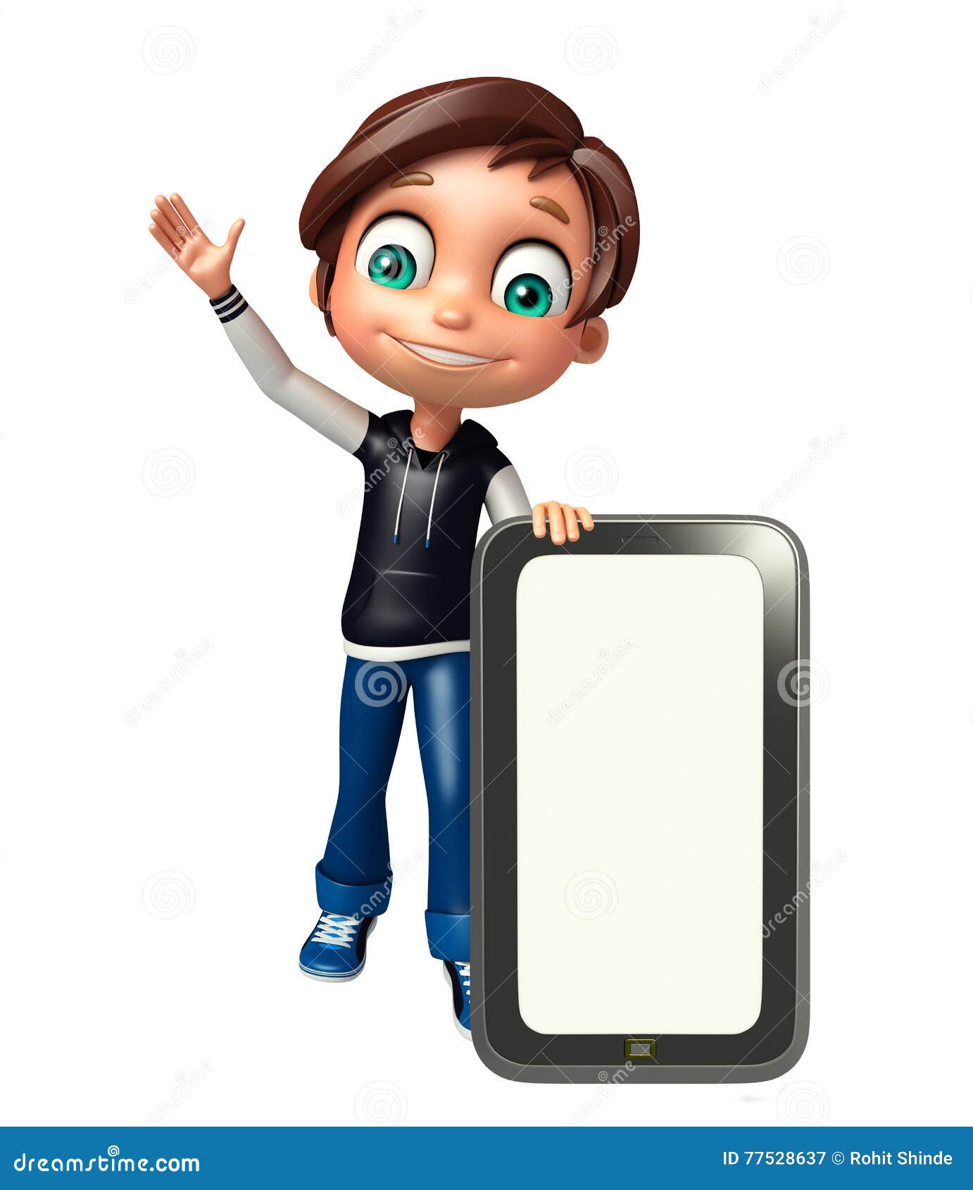 Kid boy with mobile stock illustration. Illustration of mobile - 77528637