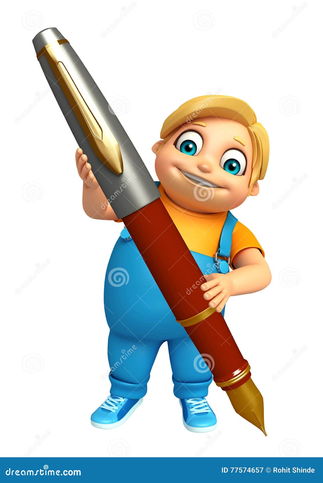 Kid boy with Pen stock illustration. Illustration of education - 77574657