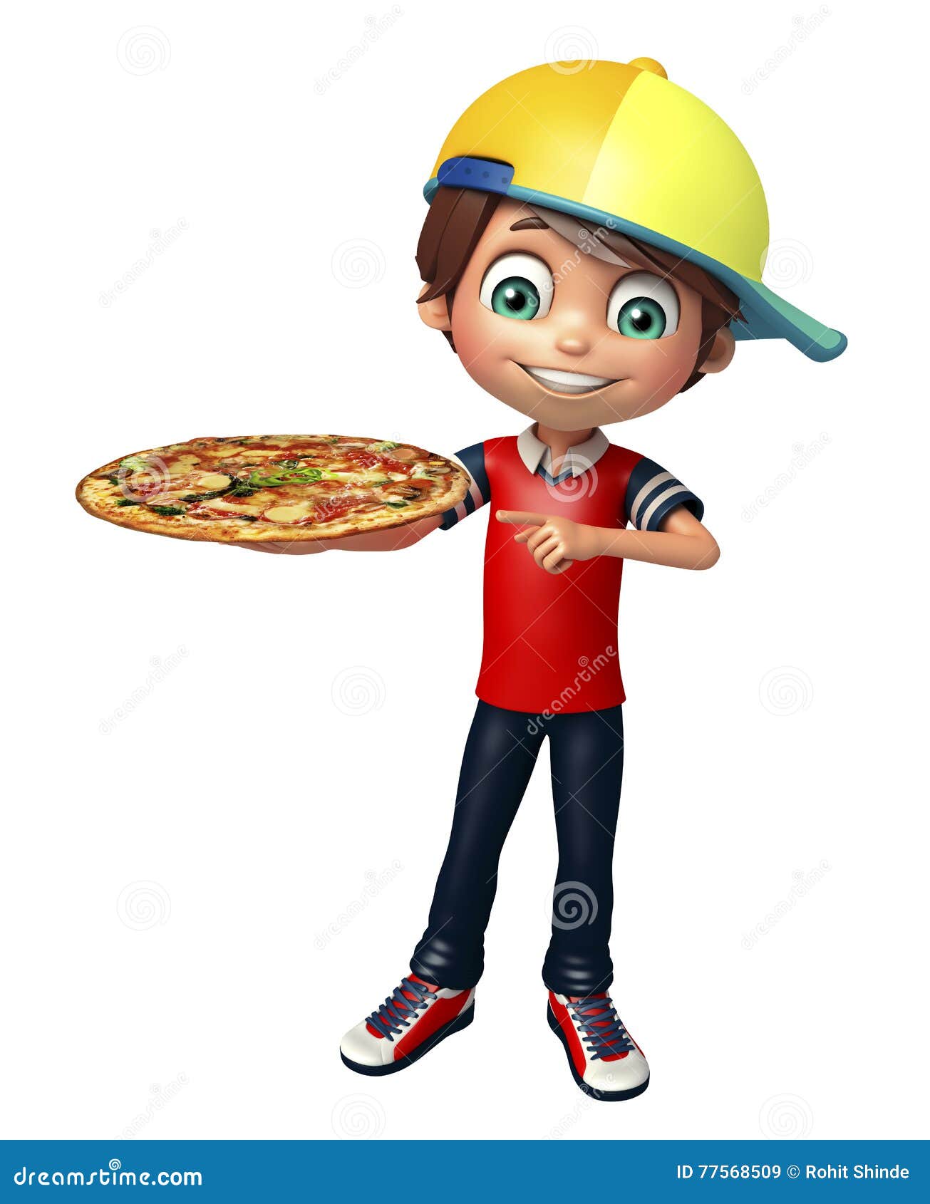 Kid boy with pizza stock illustration. Illustration of book - 77568509