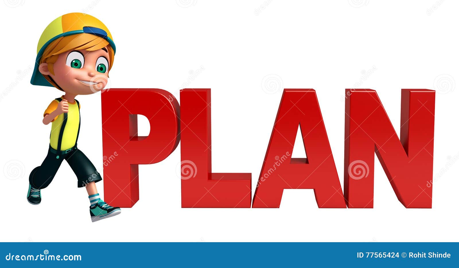 Kid boy with plan sign stock illustration. Illustration of character ...