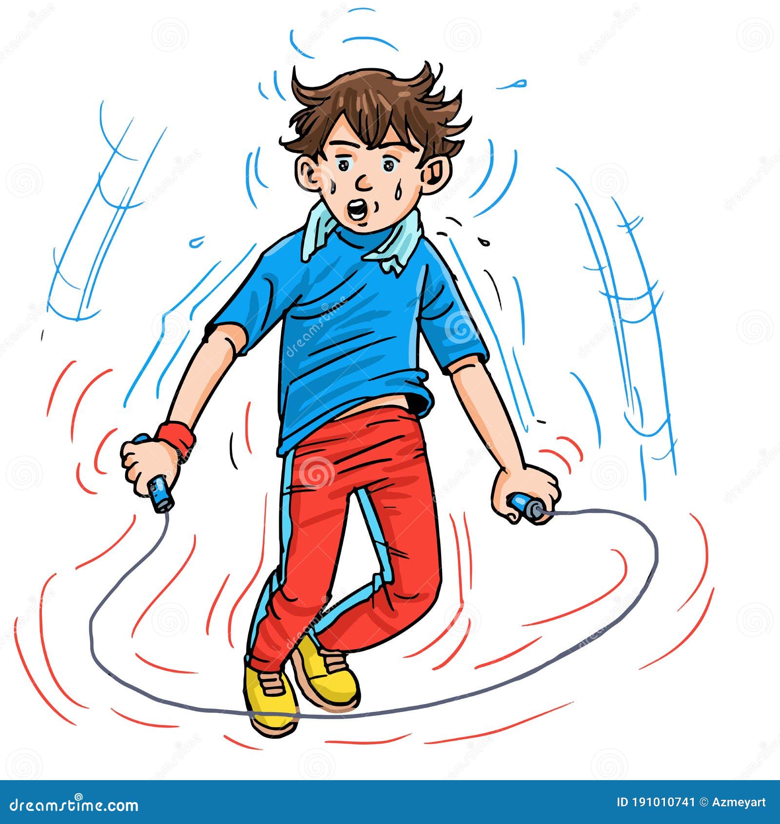 The Kid Boy Play With Skipping Rope Cartoon Vector | CartoonDealer.com ...