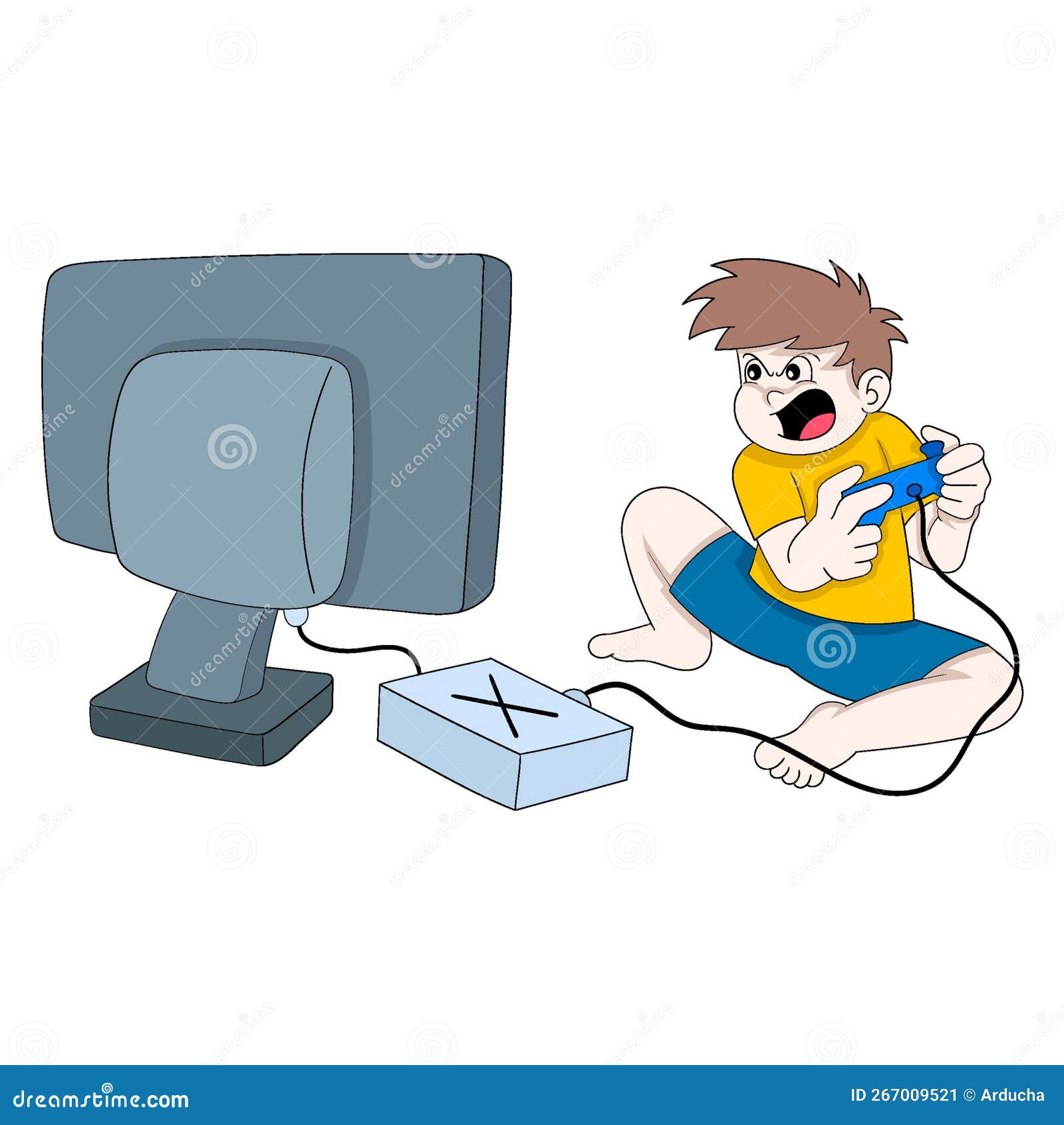 Kid Boy is Playing Console Game Full of Emotions Angry with Rage Stock ...