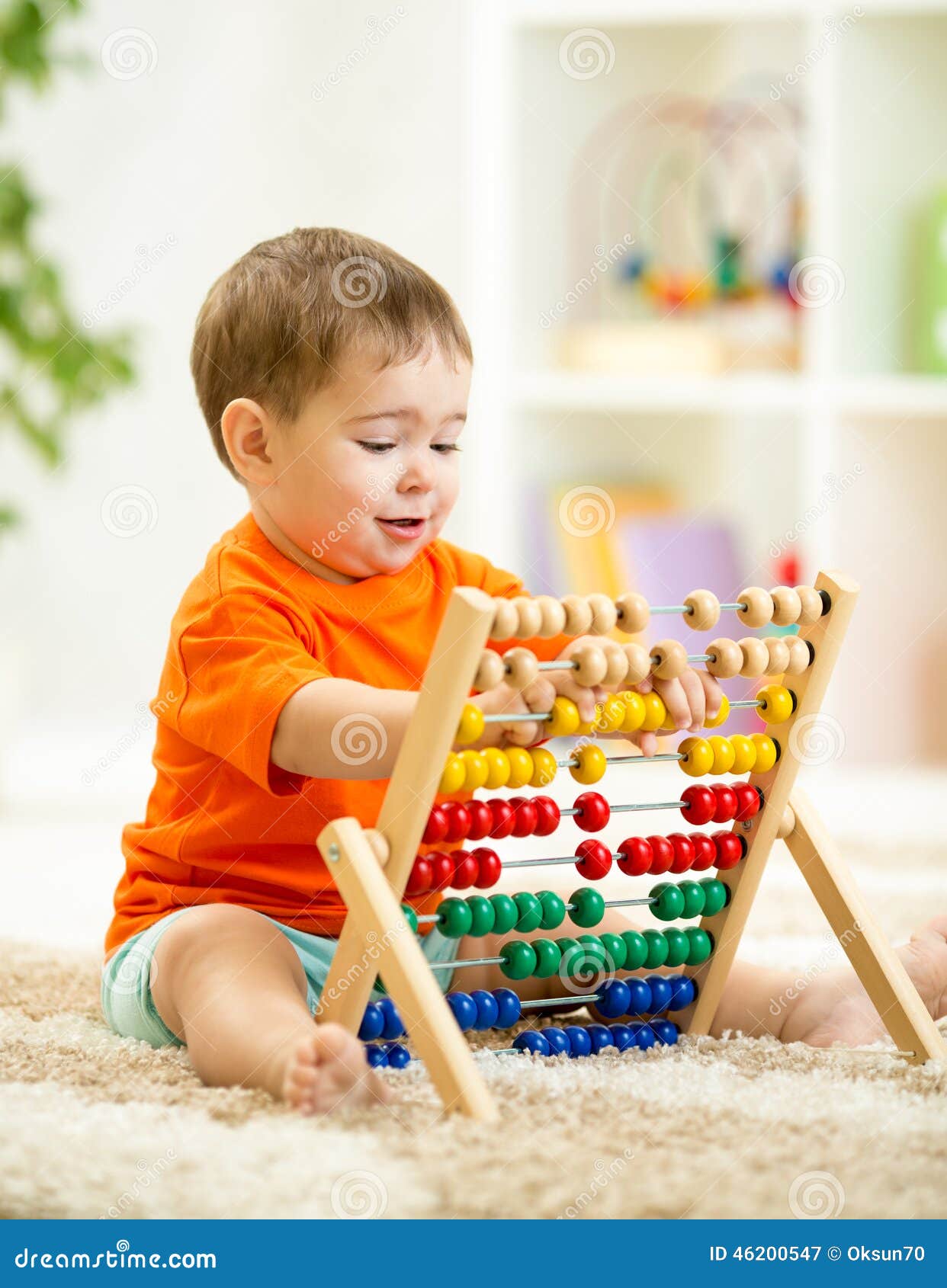 Kid Boy Playing with Counter Stock Image - Image of game, learning ...
