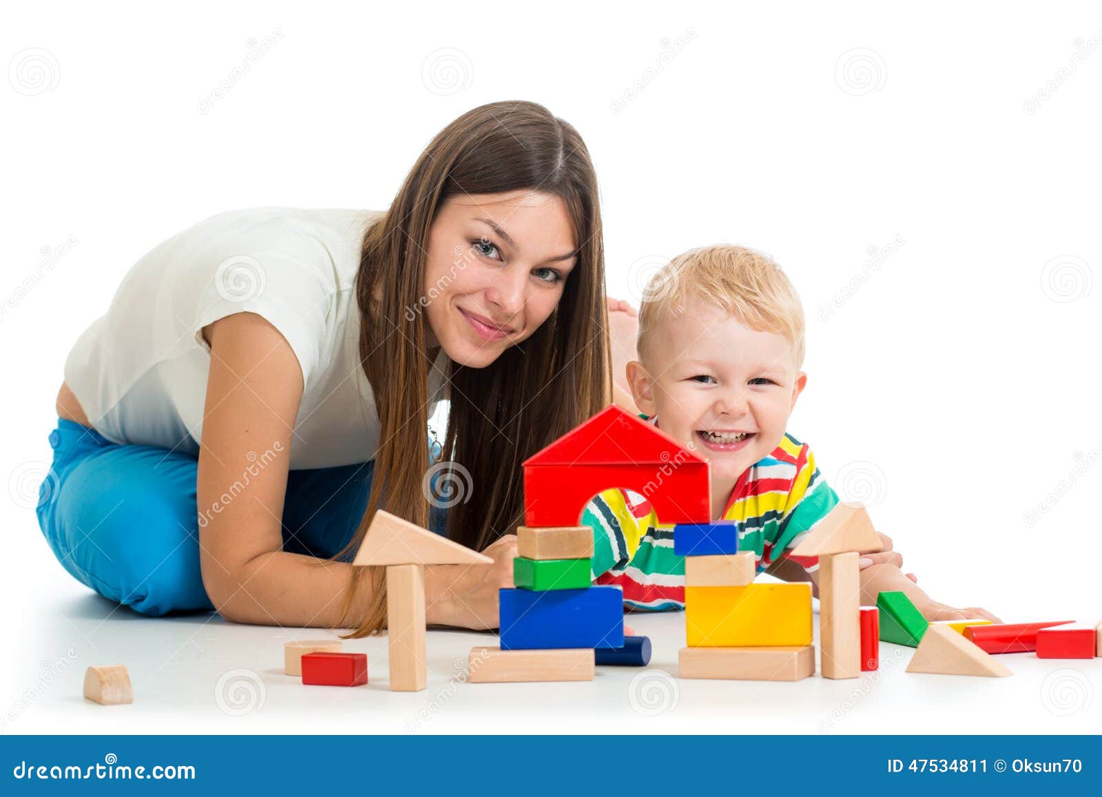 Kid Boy Playing Toys Together Mother Stock Image - Image of cheerful ...