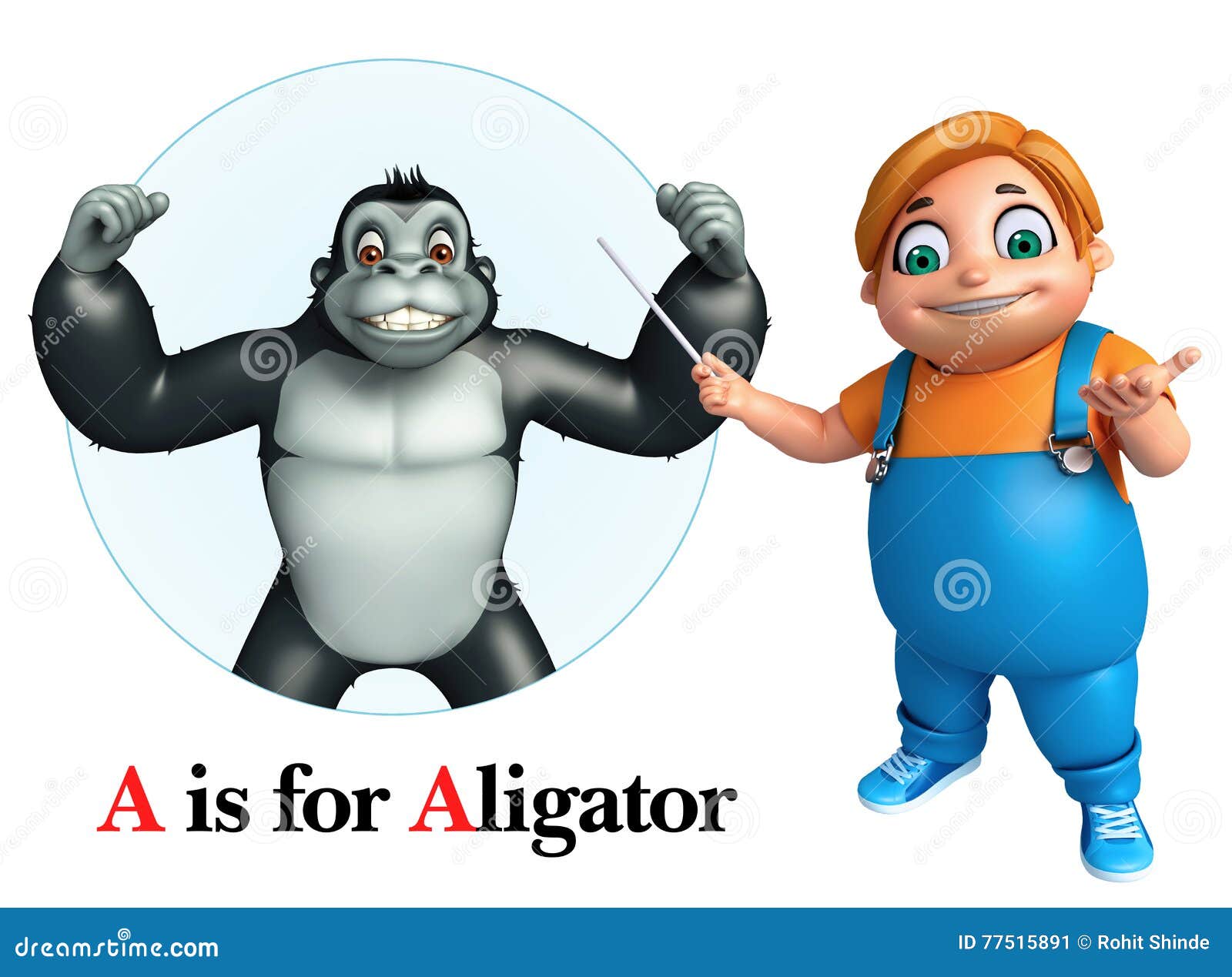 Kid boy pointing Ape stock illustration. Illustration of grade - 77515891