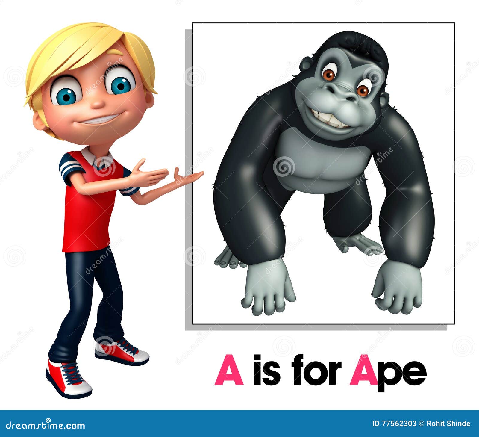 Kid boy pointing Ape stock illustration. Illustration of activity ...