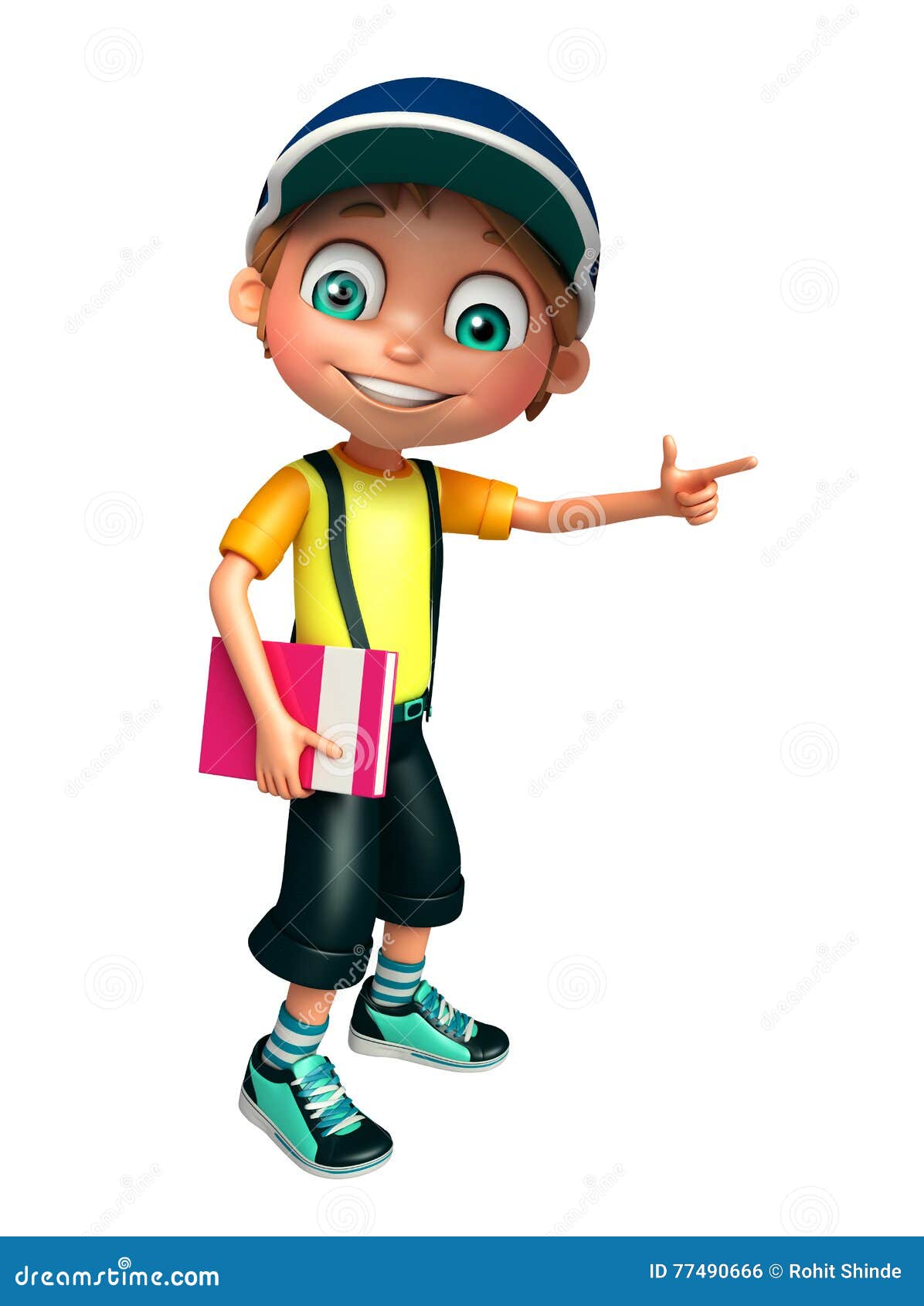 Kid Boy with Pointing & Book Stock Illustration - Illustration of smile ...