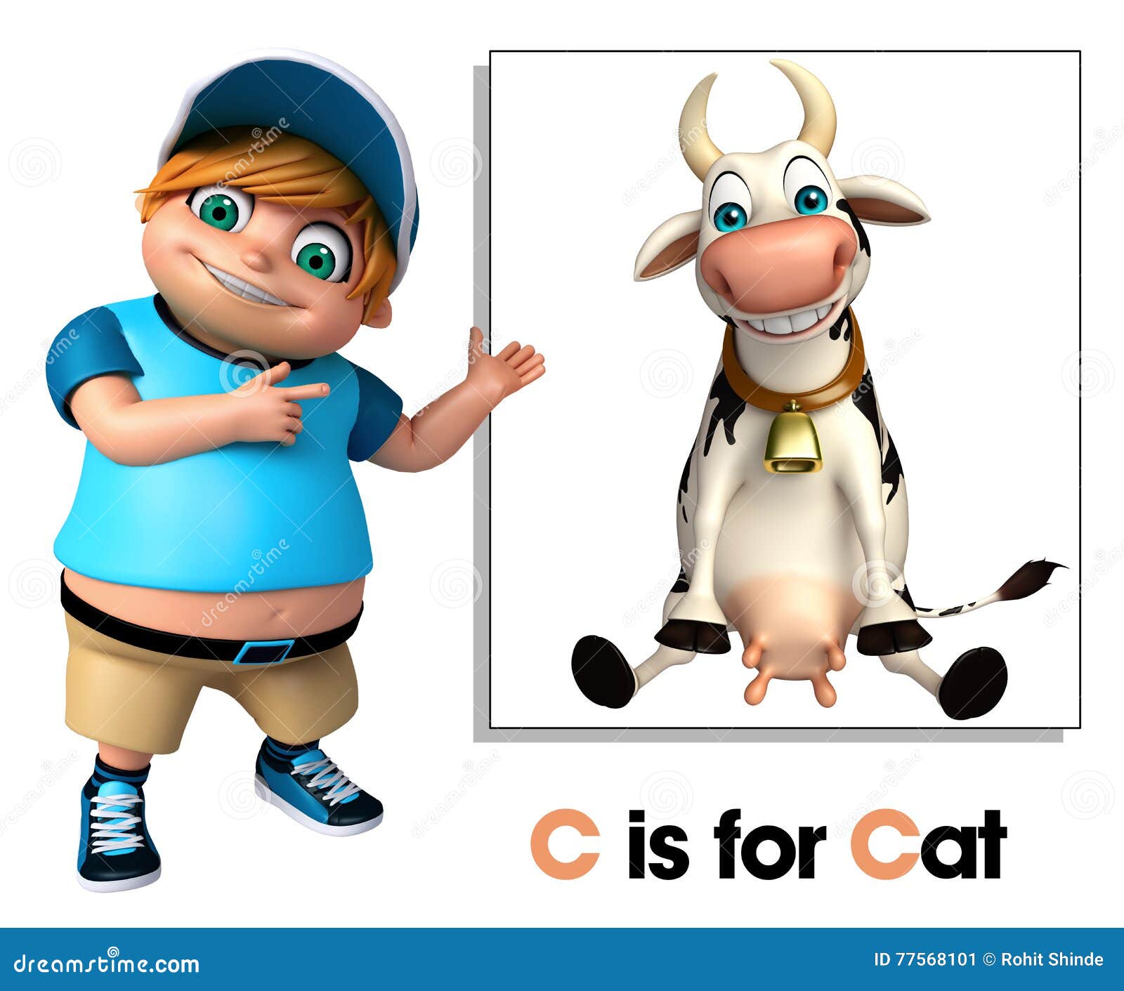 Kid boy pointing Caw stock illustration. Illustration of book - 77568101