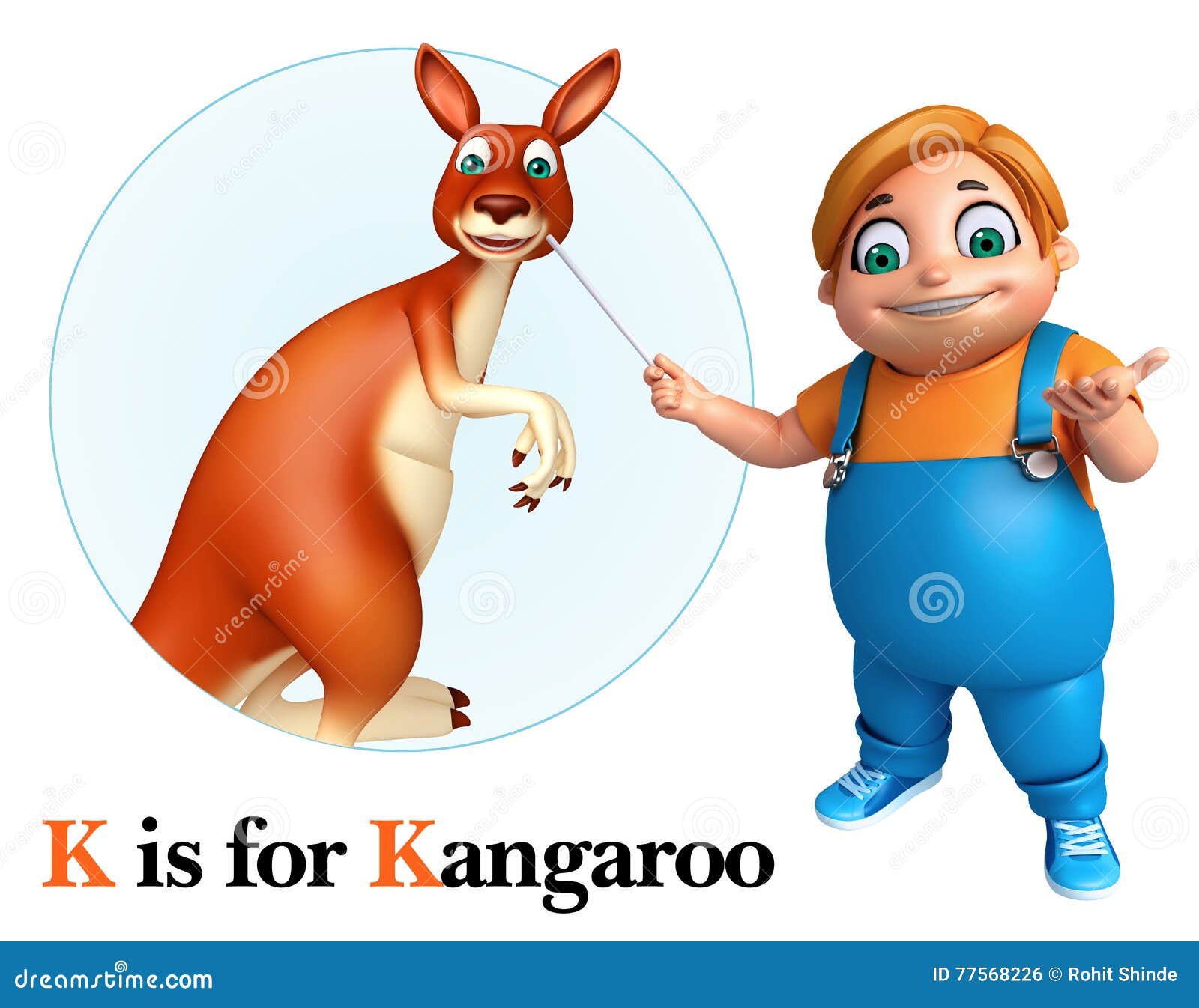 Kid boy pointing Kangaroo stock illustration. Illustration of park ...