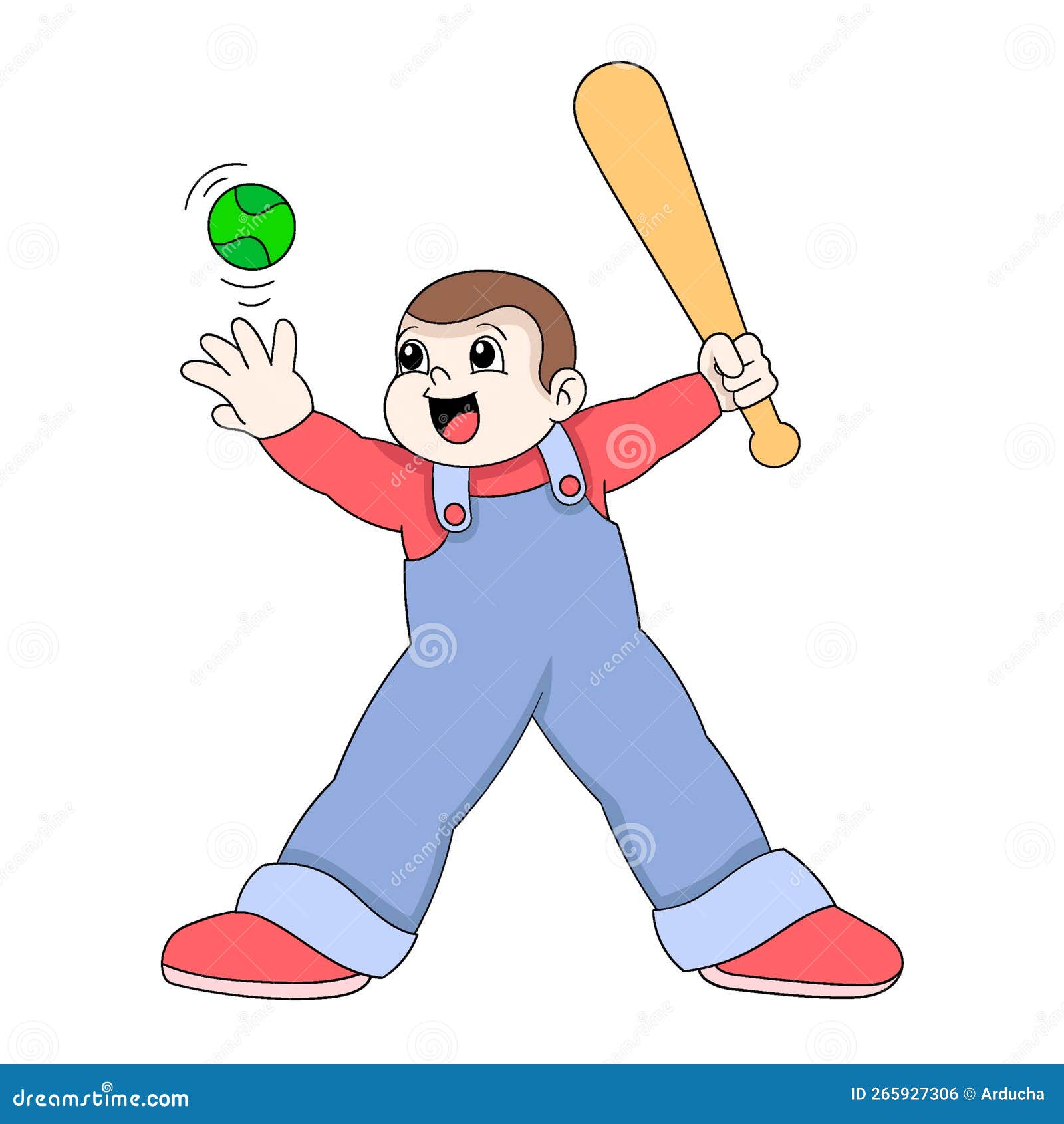 Kid Boy is Practicing Hitting a Baseball Stock Vector - Illustration of ...