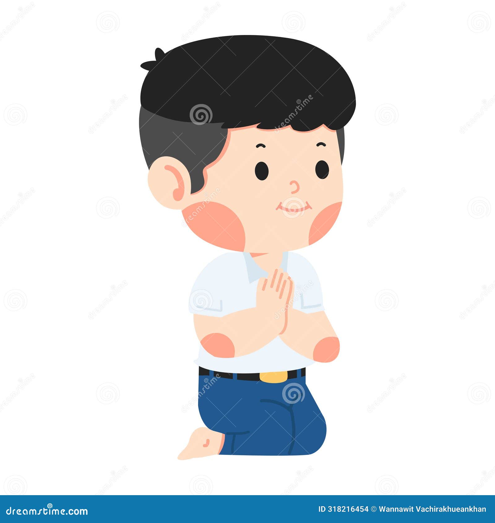 Kid Boy Pray Sitting on the Floor Stock Vector - Illustration of ...