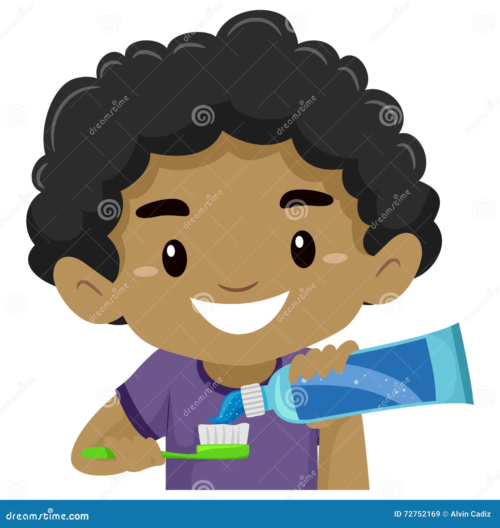 Kid Boy Putting Toothpaste on His Toothbrush Stock Vector ...