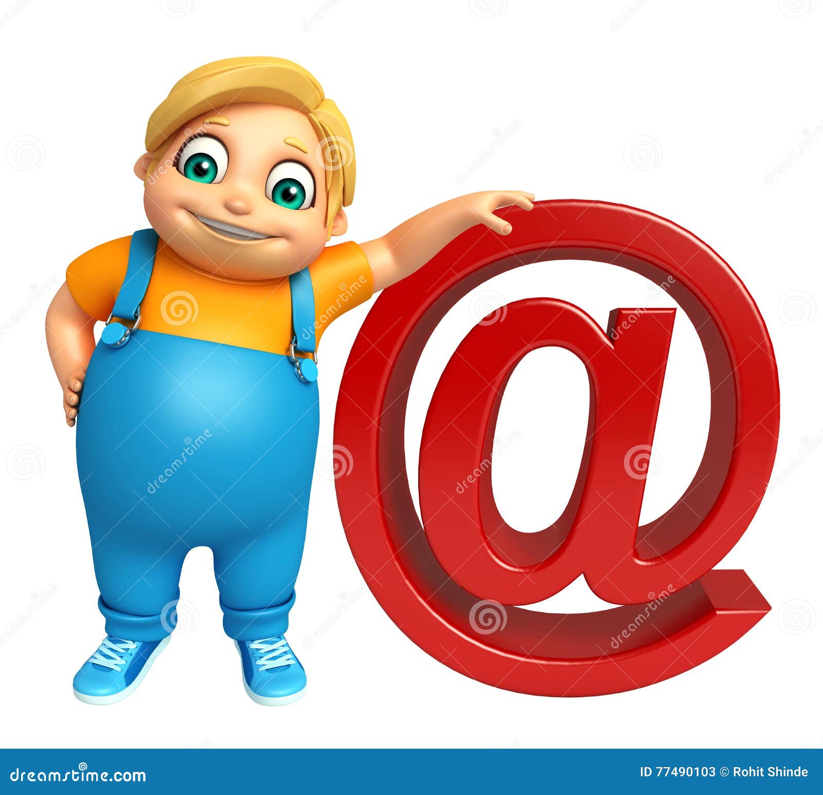 Kid Boy with at the Rate Sign Stock Illustration - Illustration of ...
