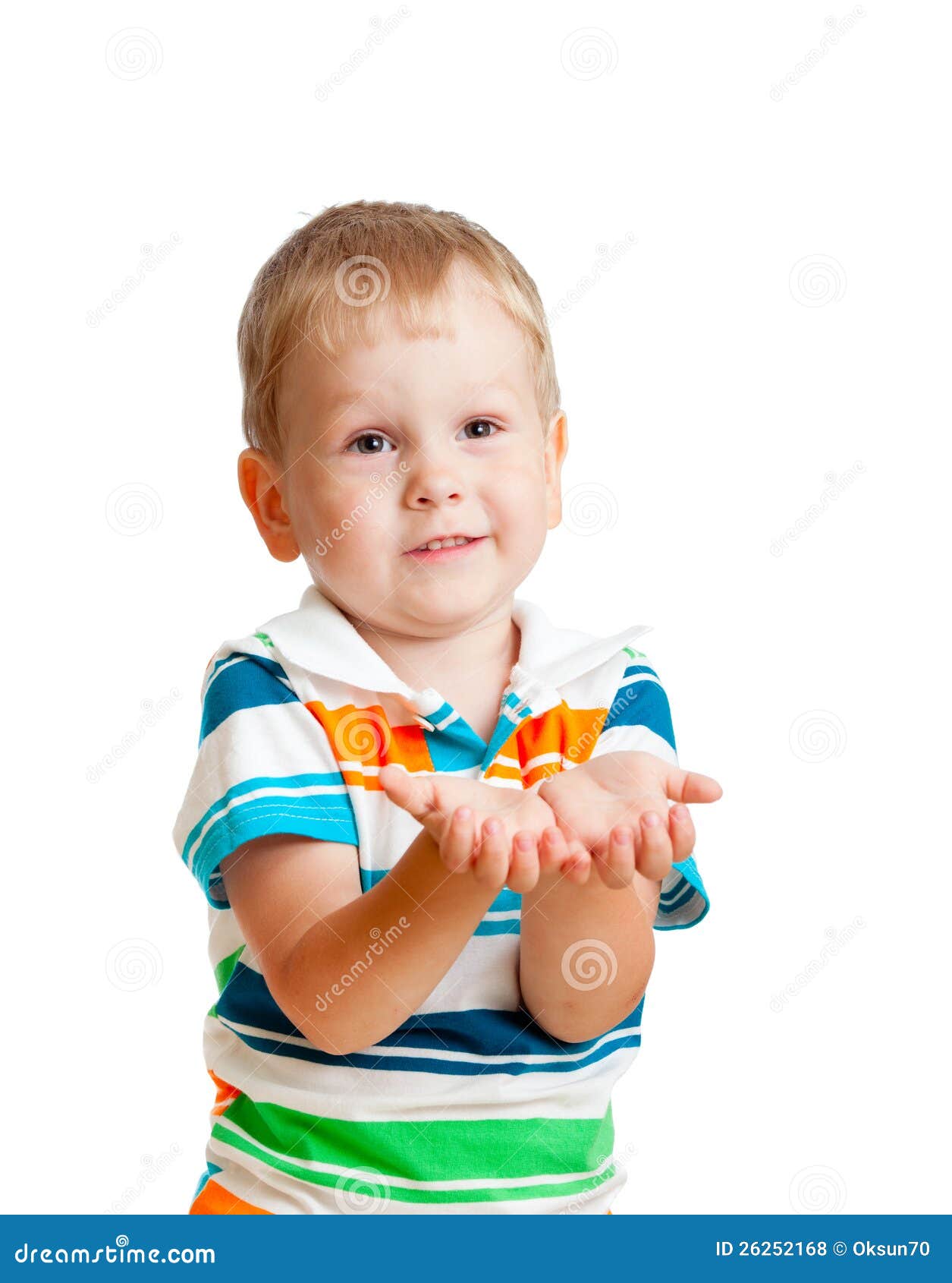 Kid Boy Reaching His Hands Out Stock Photo - Image of blonde, closeup ...