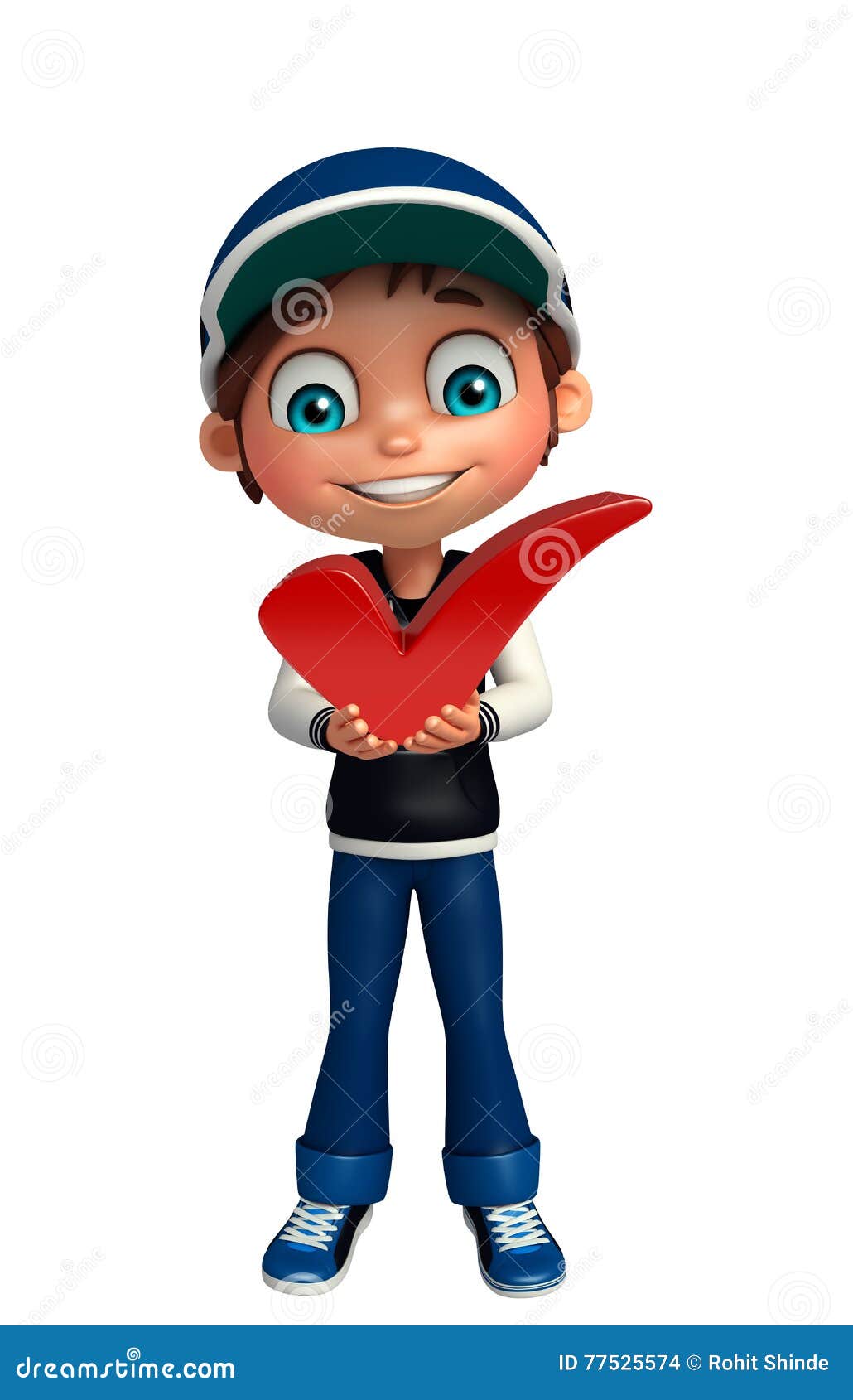 Kid boy with right sign stock illustration. Illustration of smile ...