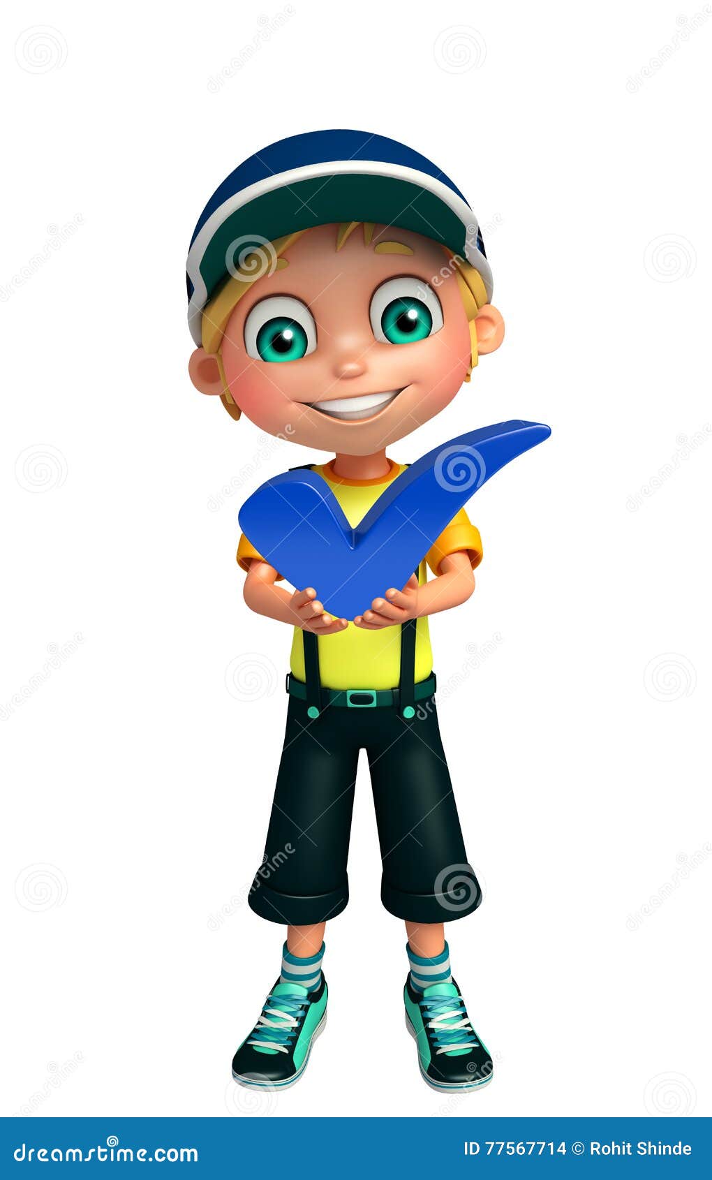 Kid boy with right sign stock illustration. Illustration of cute - 77567714