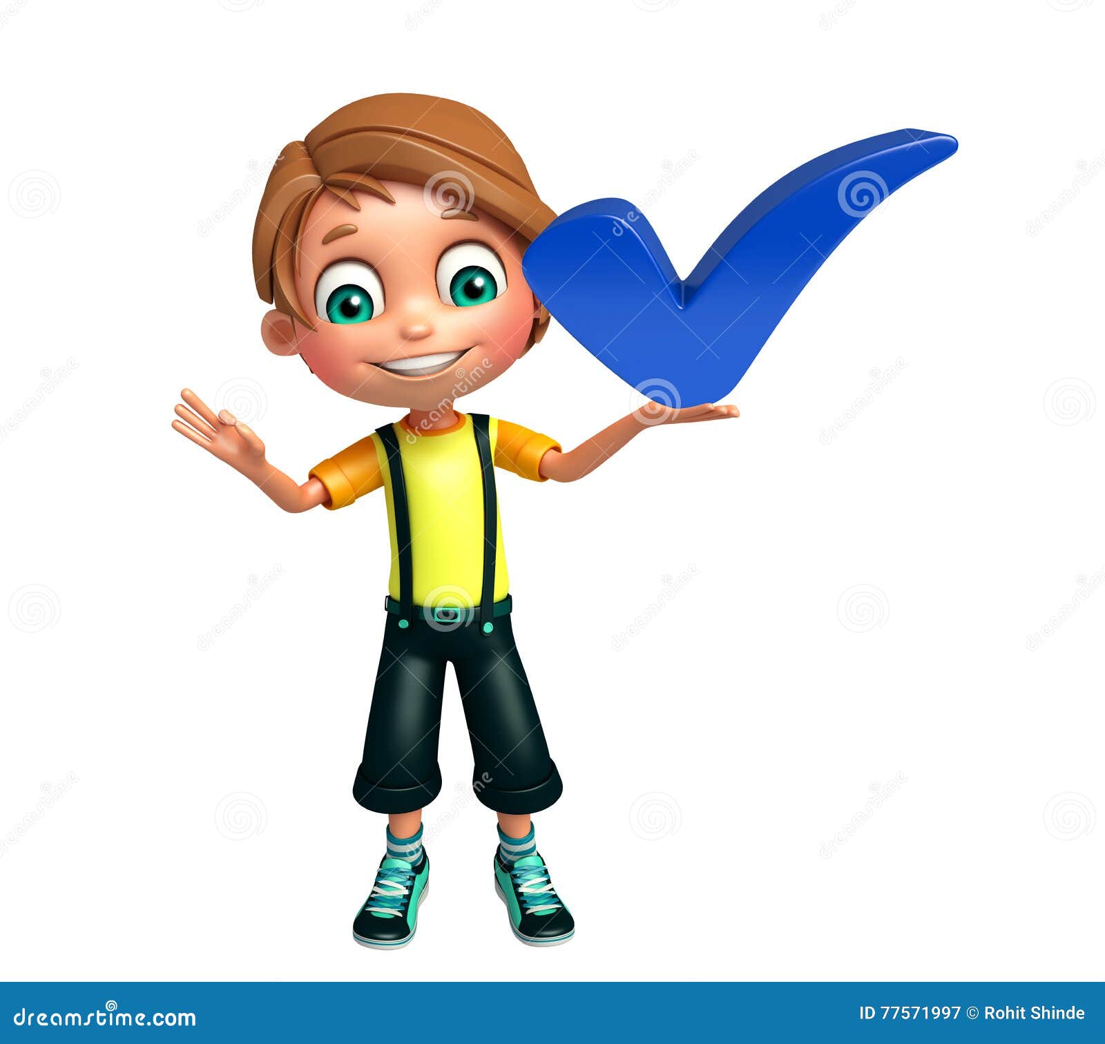 Kid boy with right sign stock illustration. Illustration of student ...