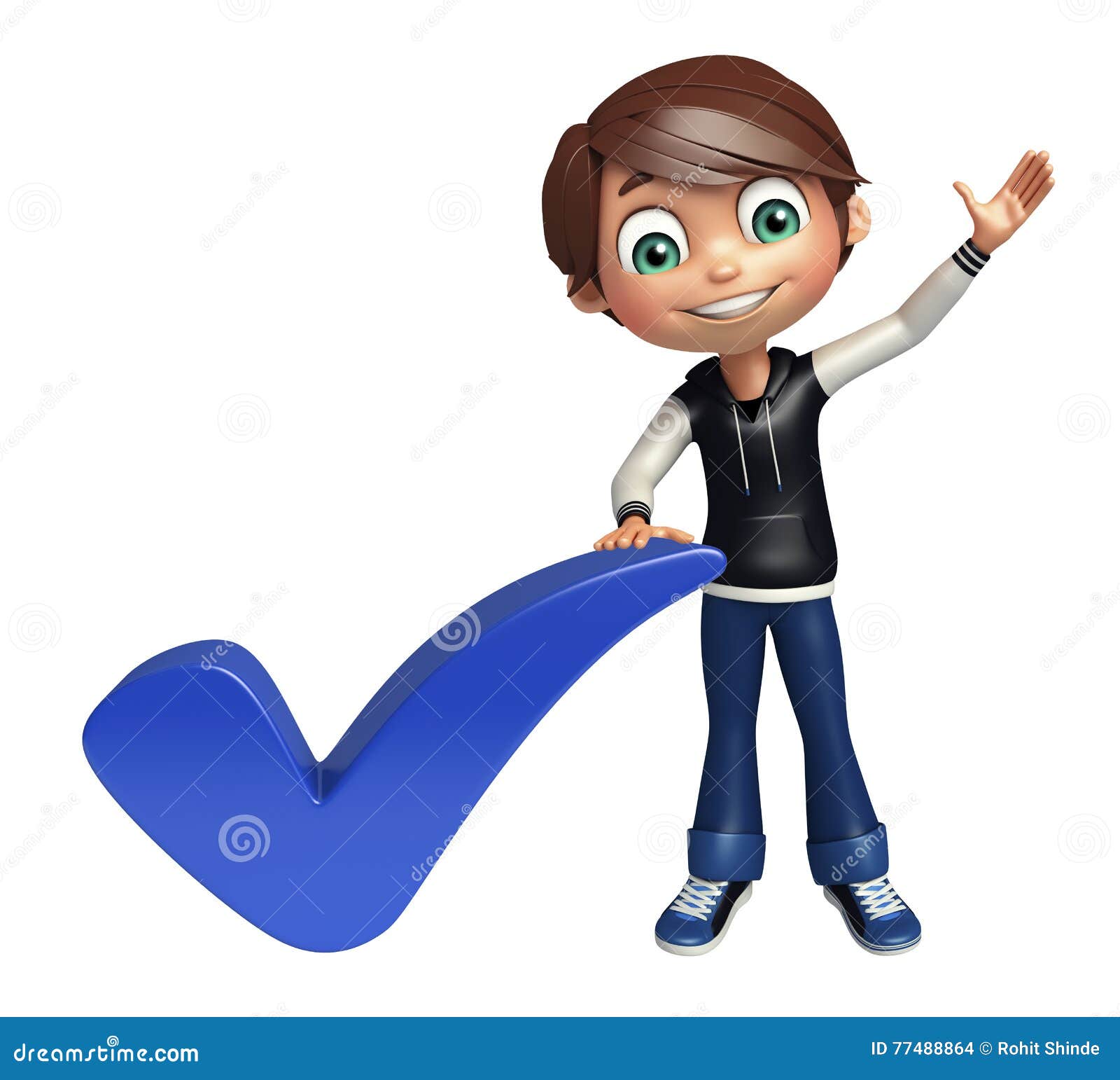Kid boy with right sign stock illustration. Illustration of learning ...