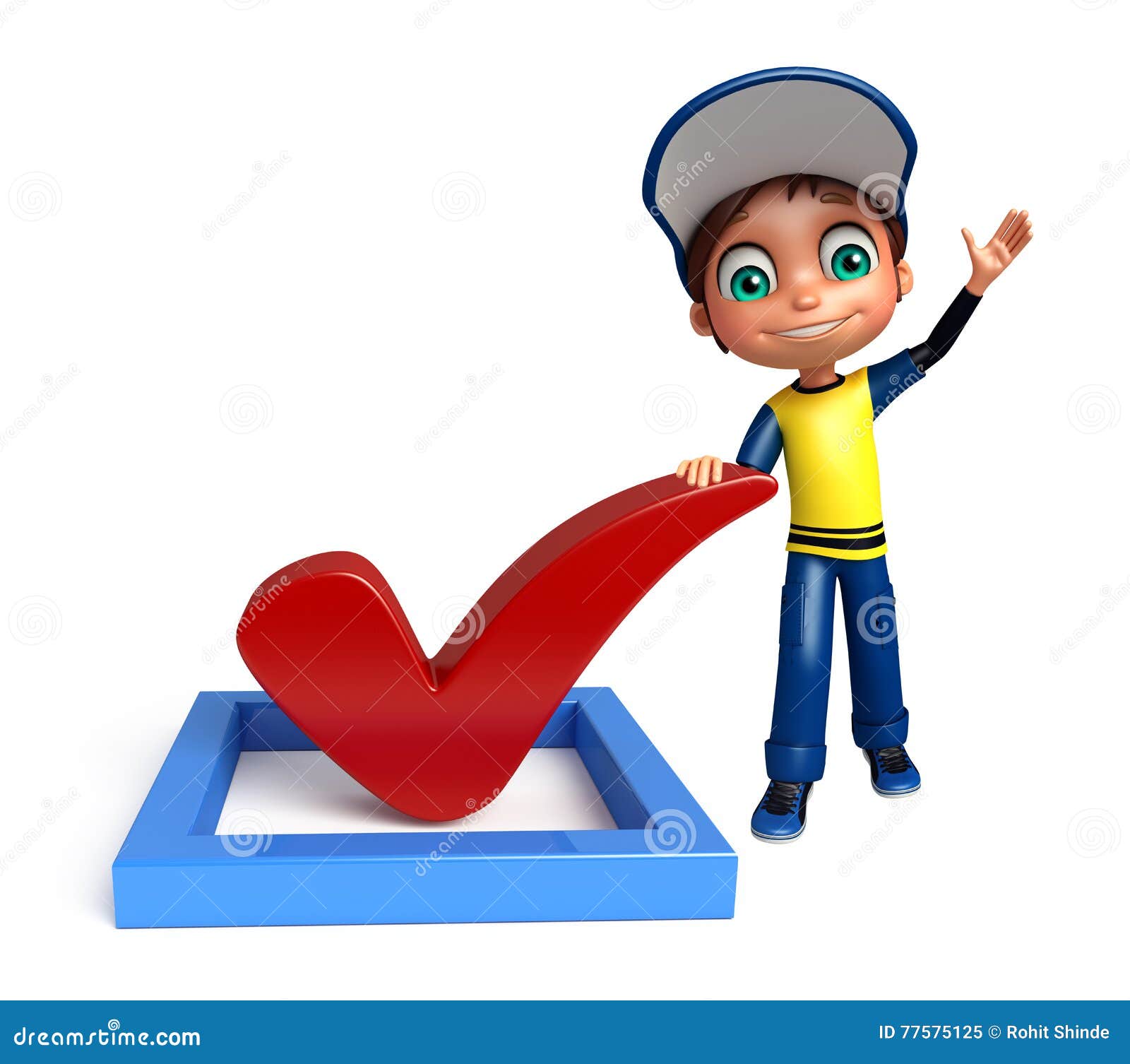Kid boy with right sign stock illustration. Illustration of study ...