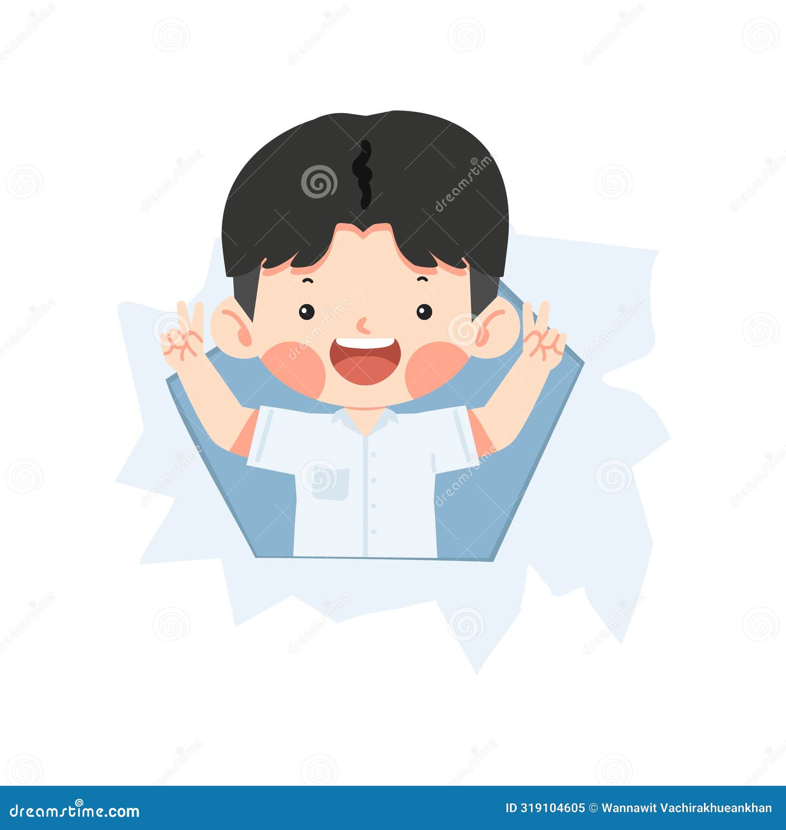 Kid Boy in Ripped Paper Hole Stock Vector - Illustration of ...