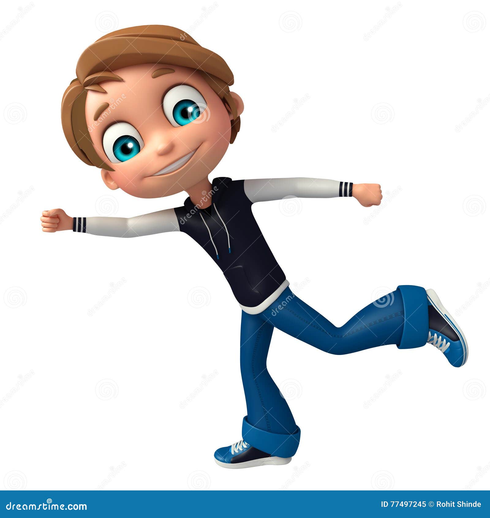 Kid boy with Running pose stock illustration. Illustration of ...