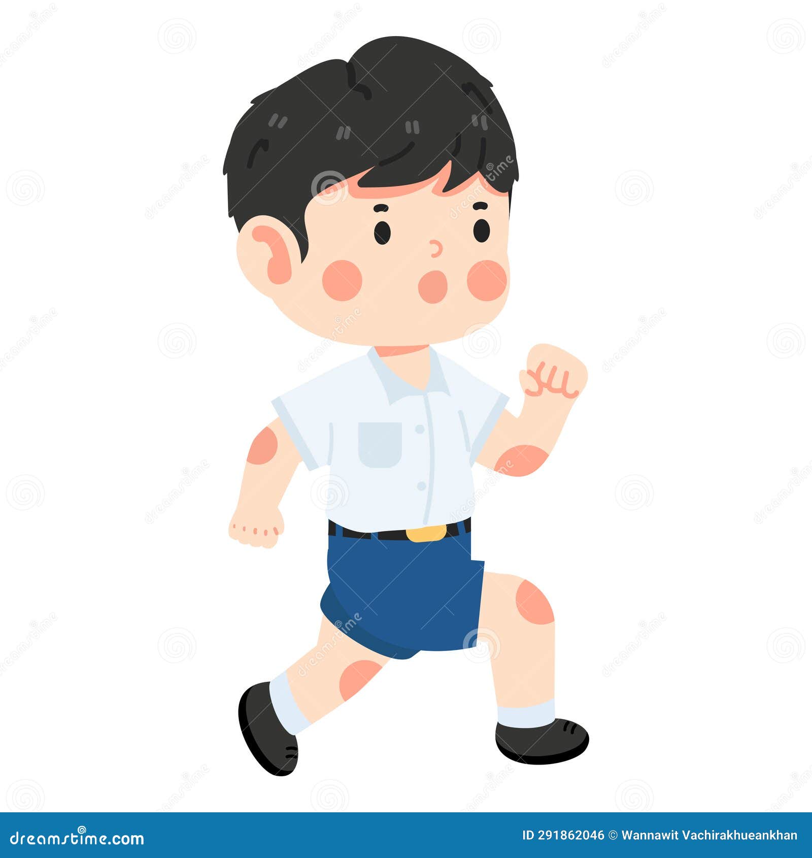 Kid Boy running to school stock illustration. Illustration of girls ...