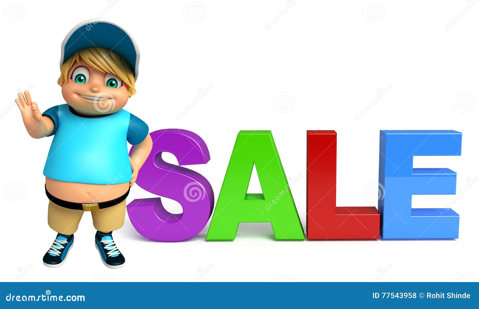 Kid boy with Sale sign stock illustration. Illustration of preschooler ...
