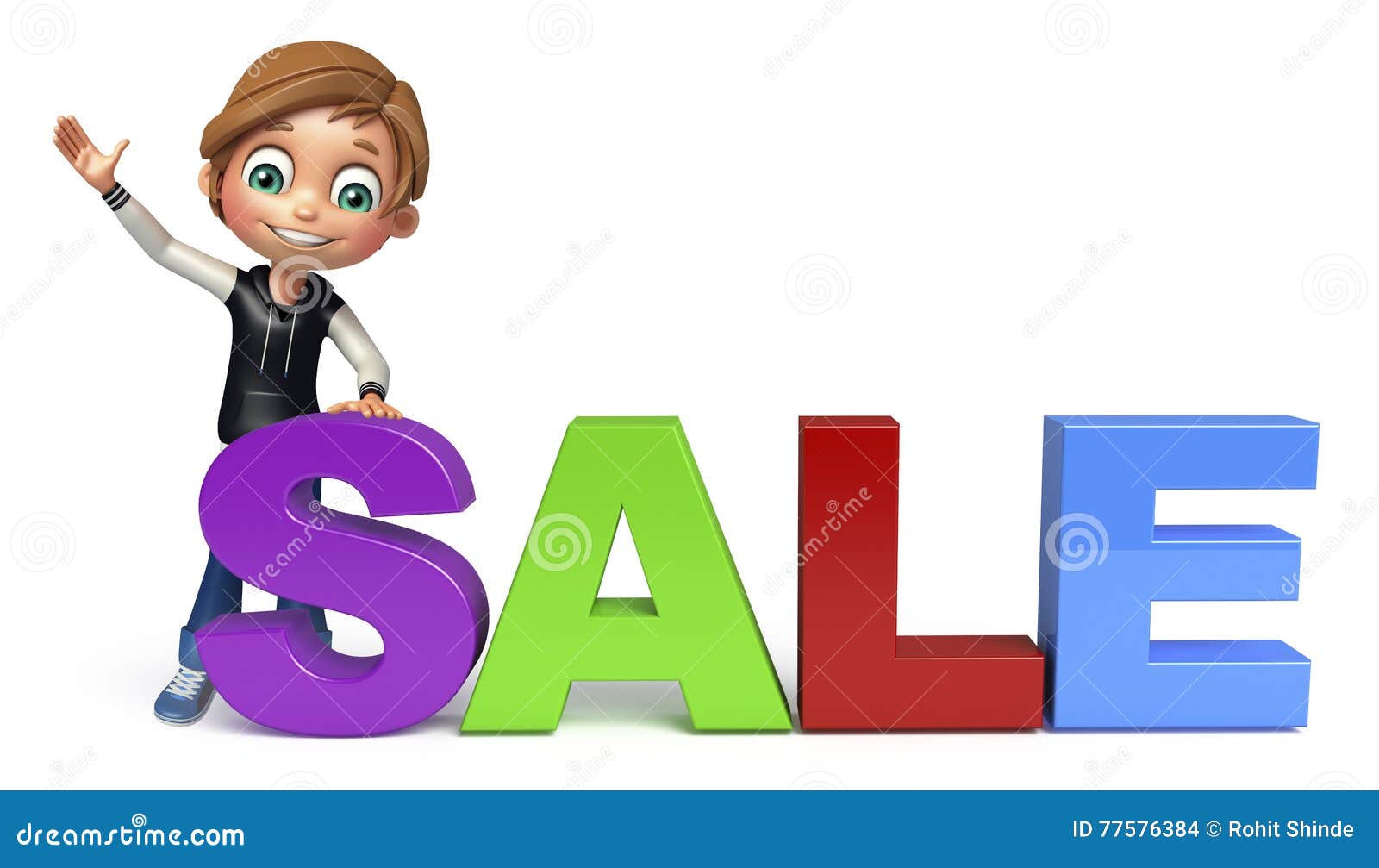 Kid boy with sale sign stock illustration. Illustration of book - 77576384