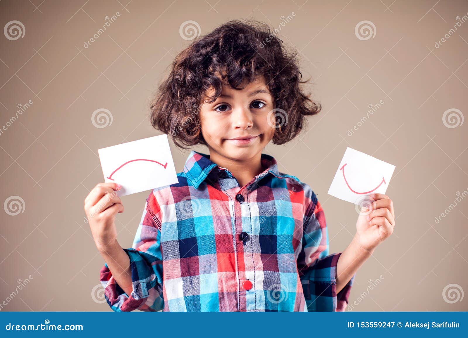 Kid Boy Select Between Positive And Negative Expressions Royalty-Free ...