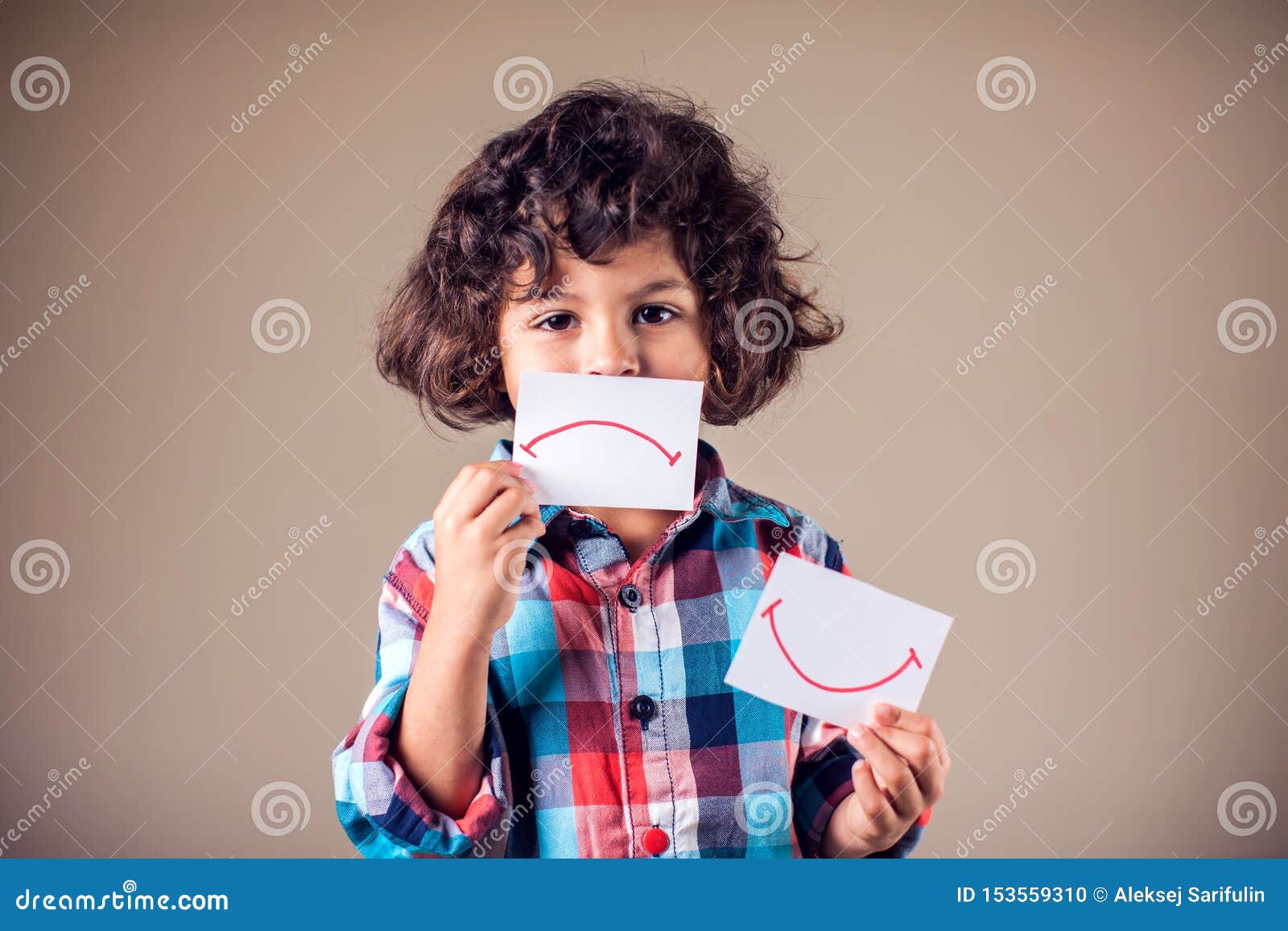 Kid Boy Select Between Positive And Negative Expressions Stock ...