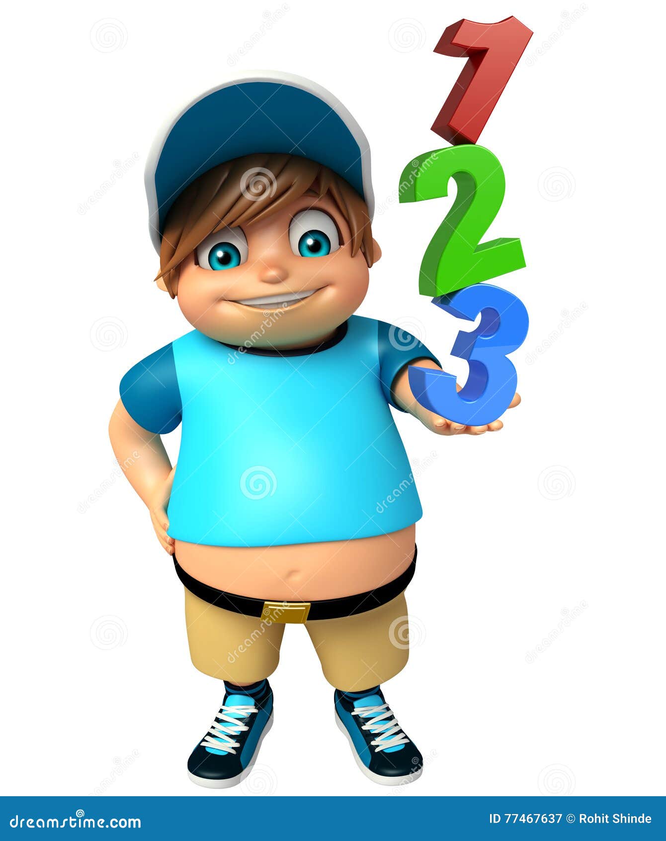 Kid boy with 123 sign stock illustration. Illustration of playful ...